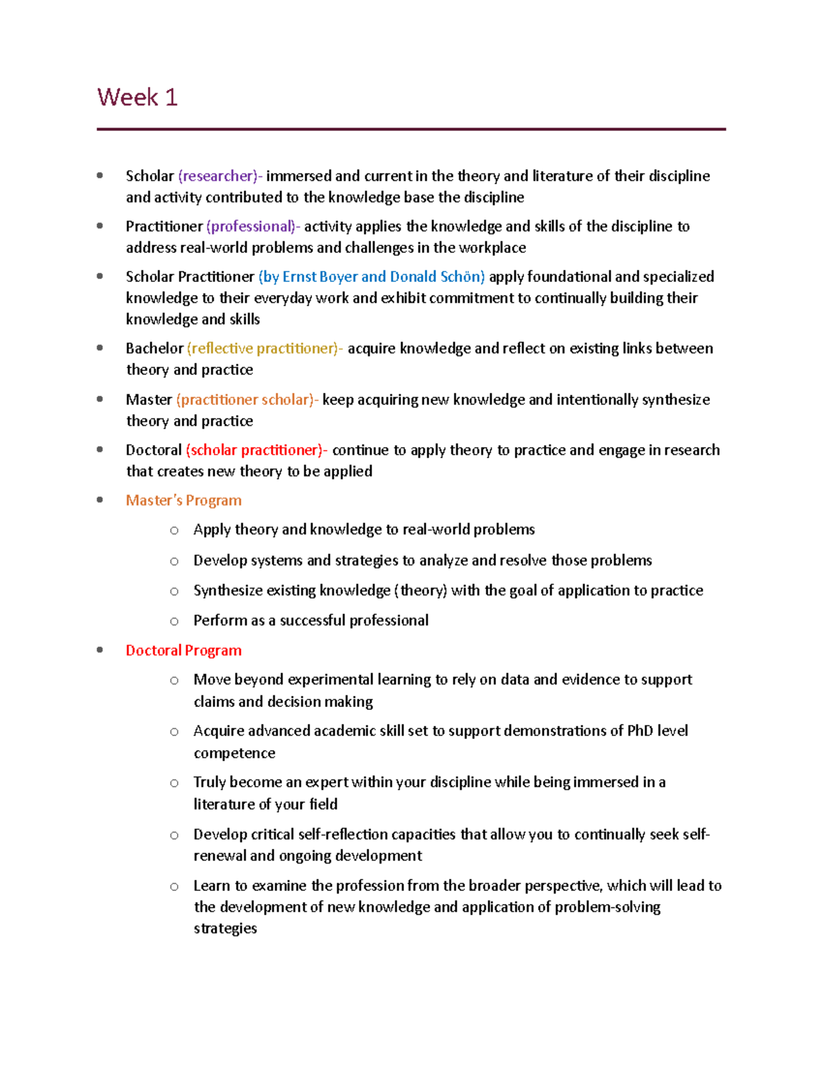 Week 1 - Lecture Notes: Scholar Practitioners and Action Research - Studocu