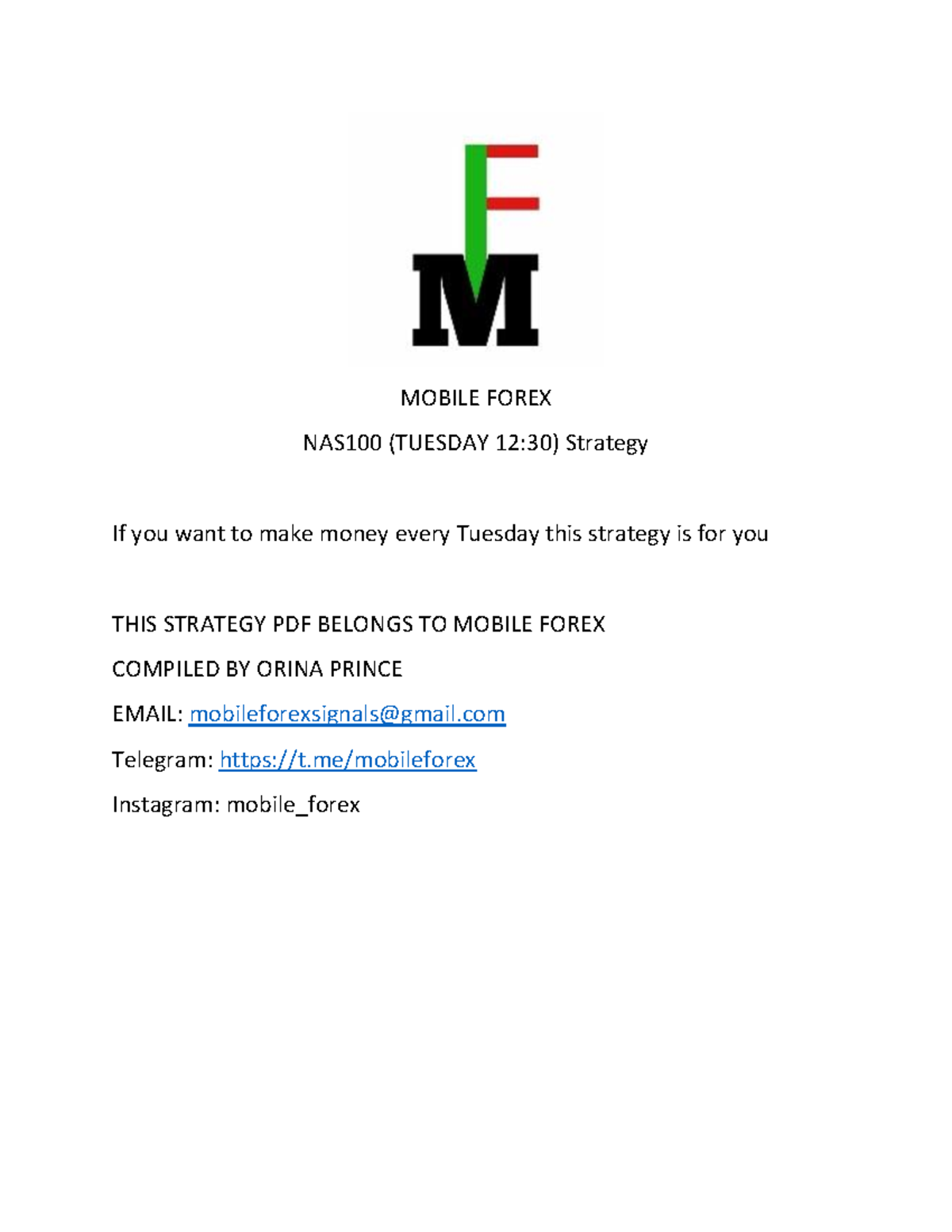 MOBILE FOREX NAS100 (TUESDAY 12:30) Profit Strategy Guide - Studocu