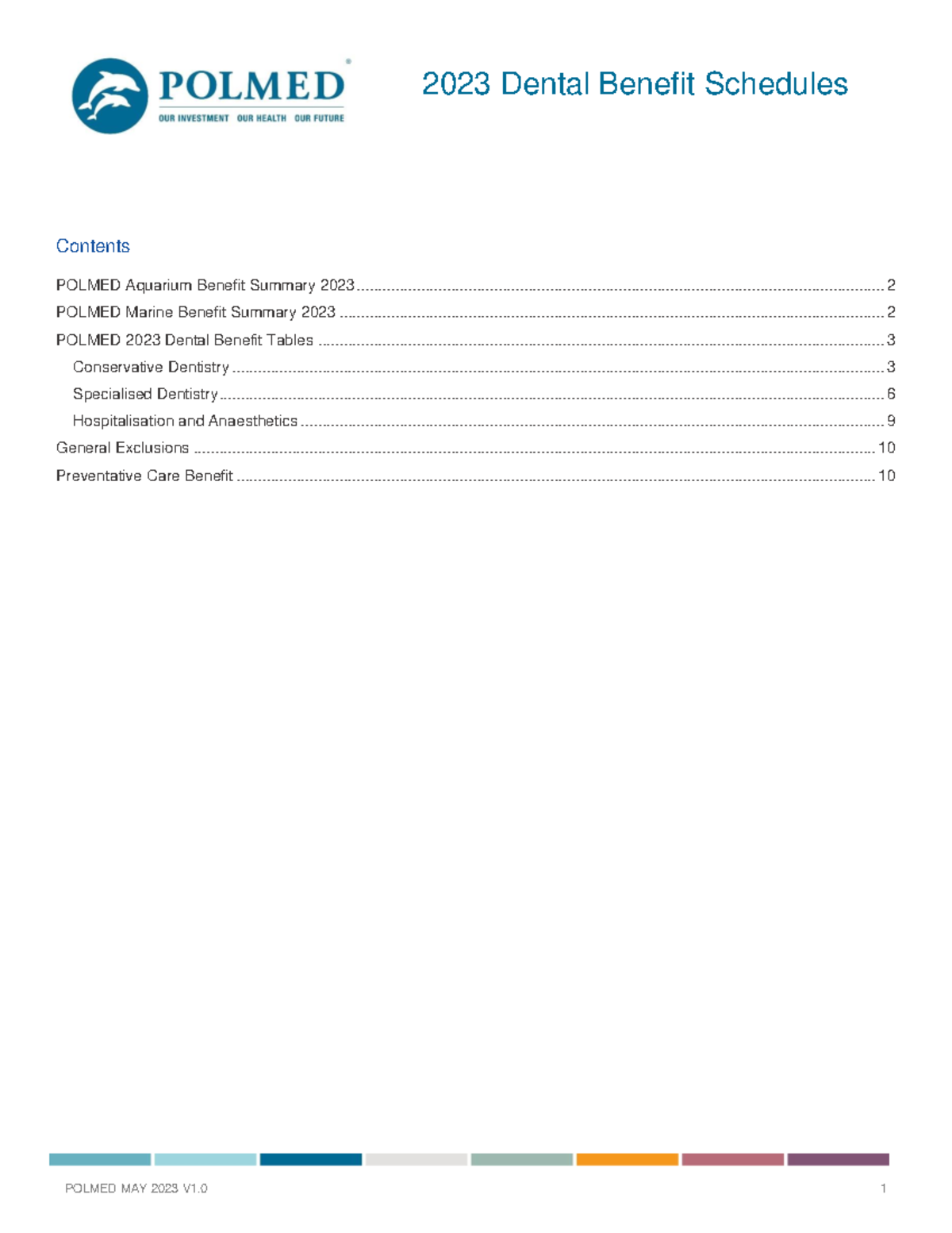 POLMED 2023 Dental Benefit Schedules Summary and Exclusions - Studocu