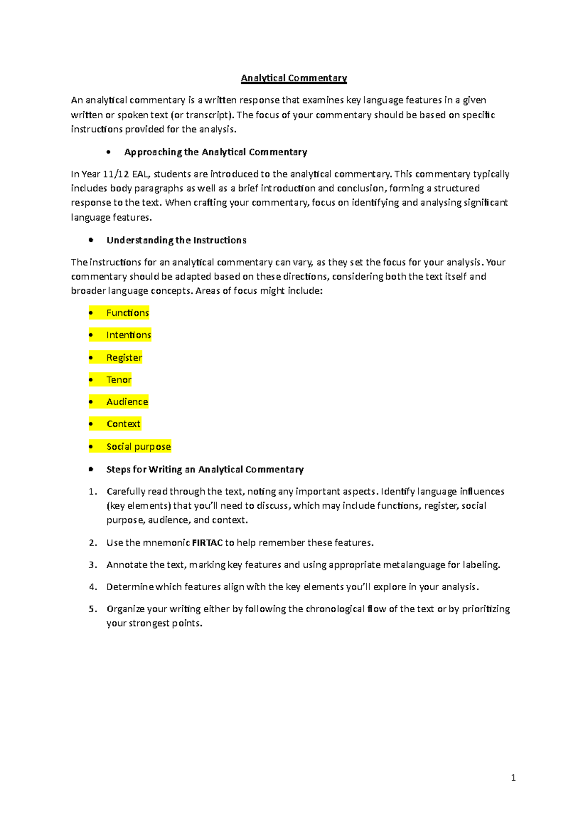 EAL Year Analytical Commentary Revision Guide for Effective Analysis ...