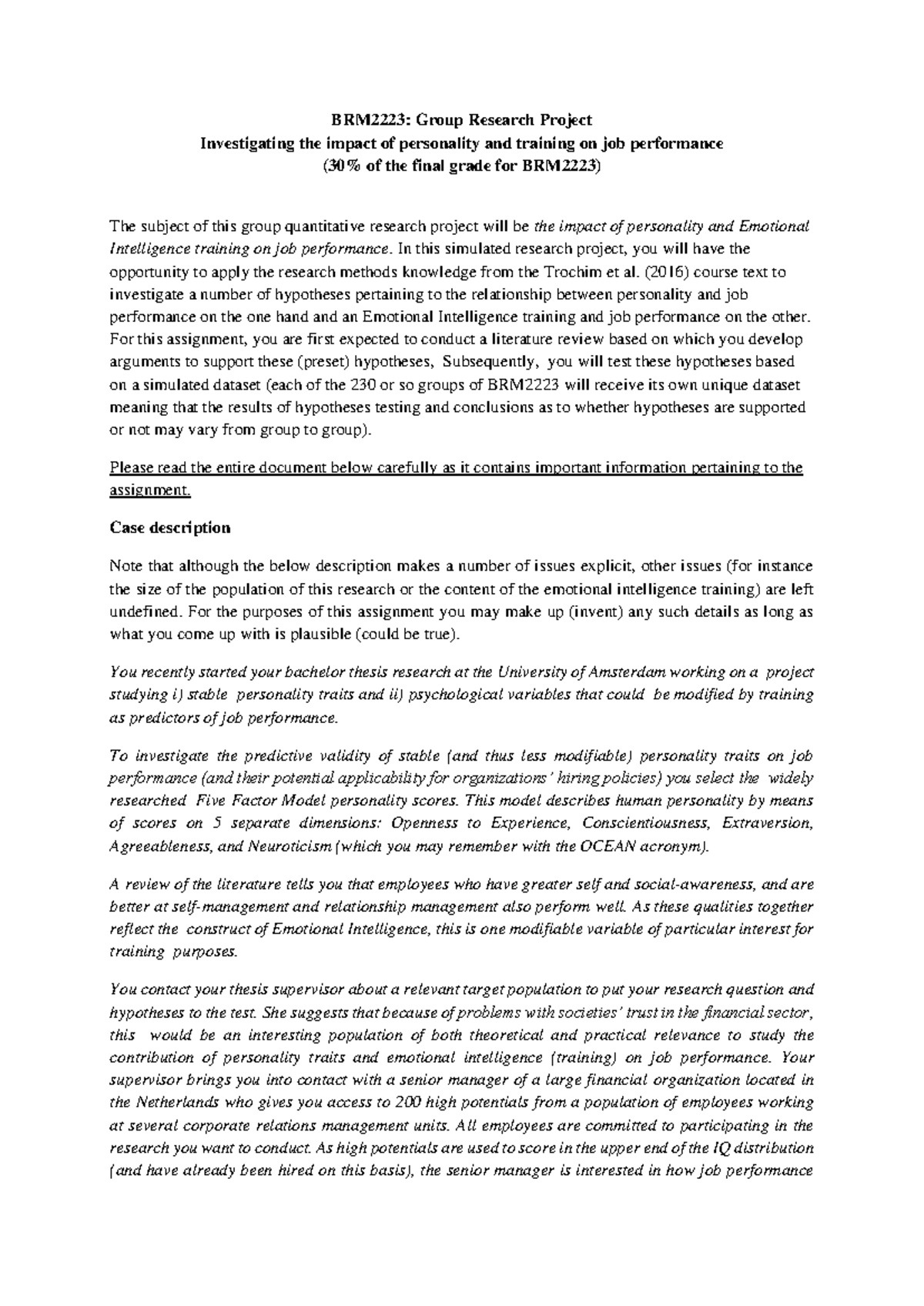 Group Research Project Assignment Instruction - BRM2223: Group Research ...