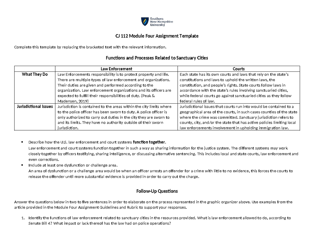 Charity Thompson Module 4 assignment - CJ 112 Module Four Assignment ...