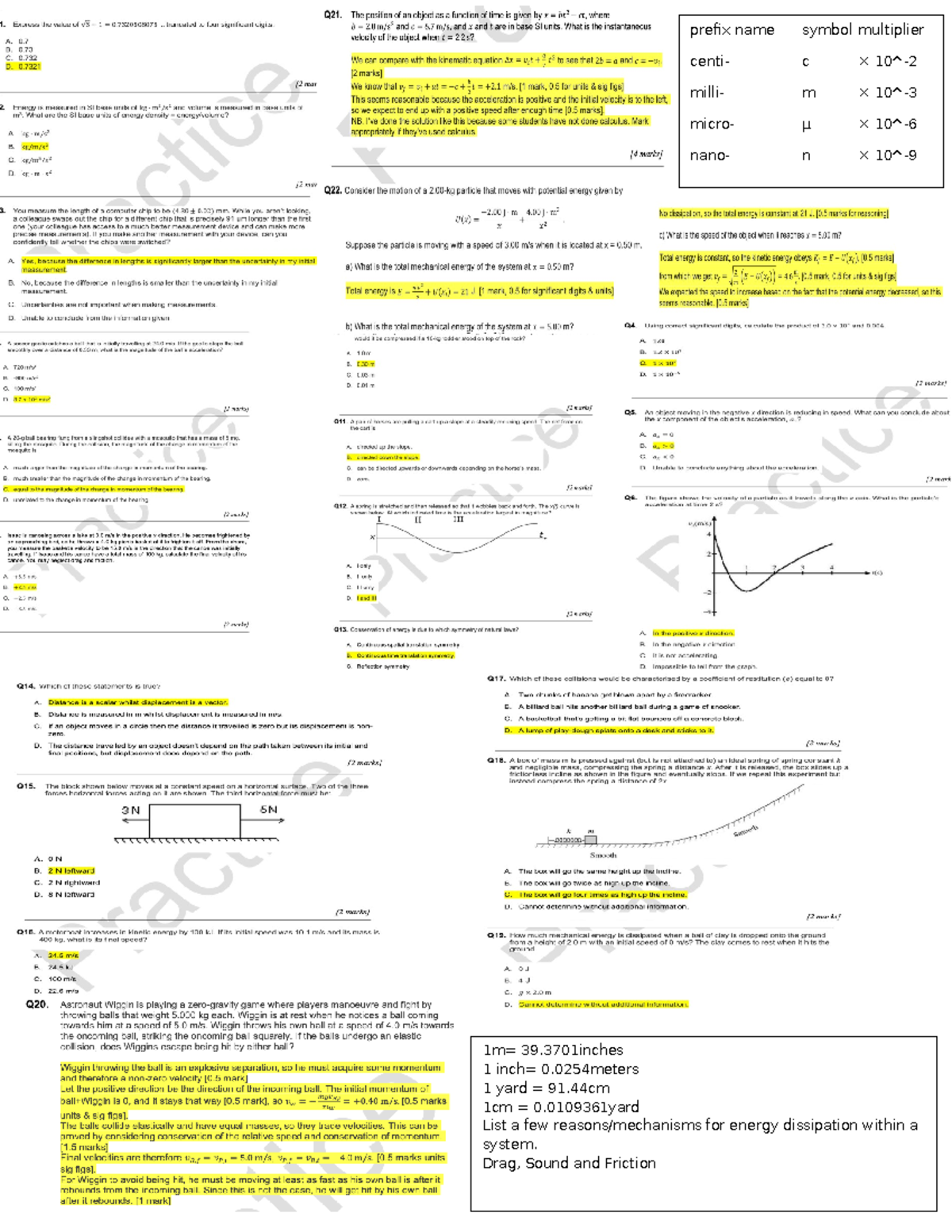 Physics Cheat Sheet: Key Conversions & Energy Dissipation Mechanisms ...