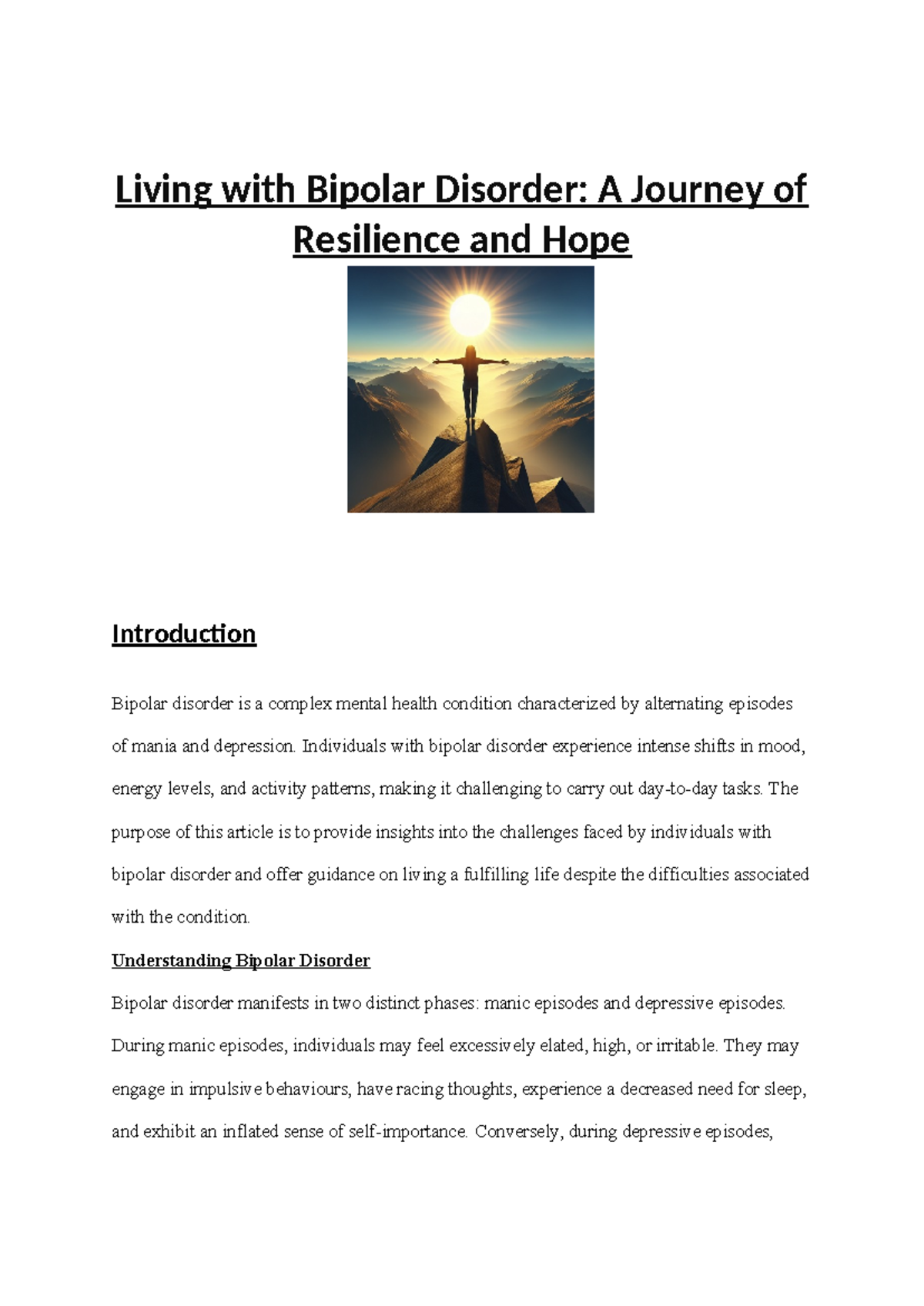 Living with Bipolar Disorder A Journey of Resilience and Hope - Living ...