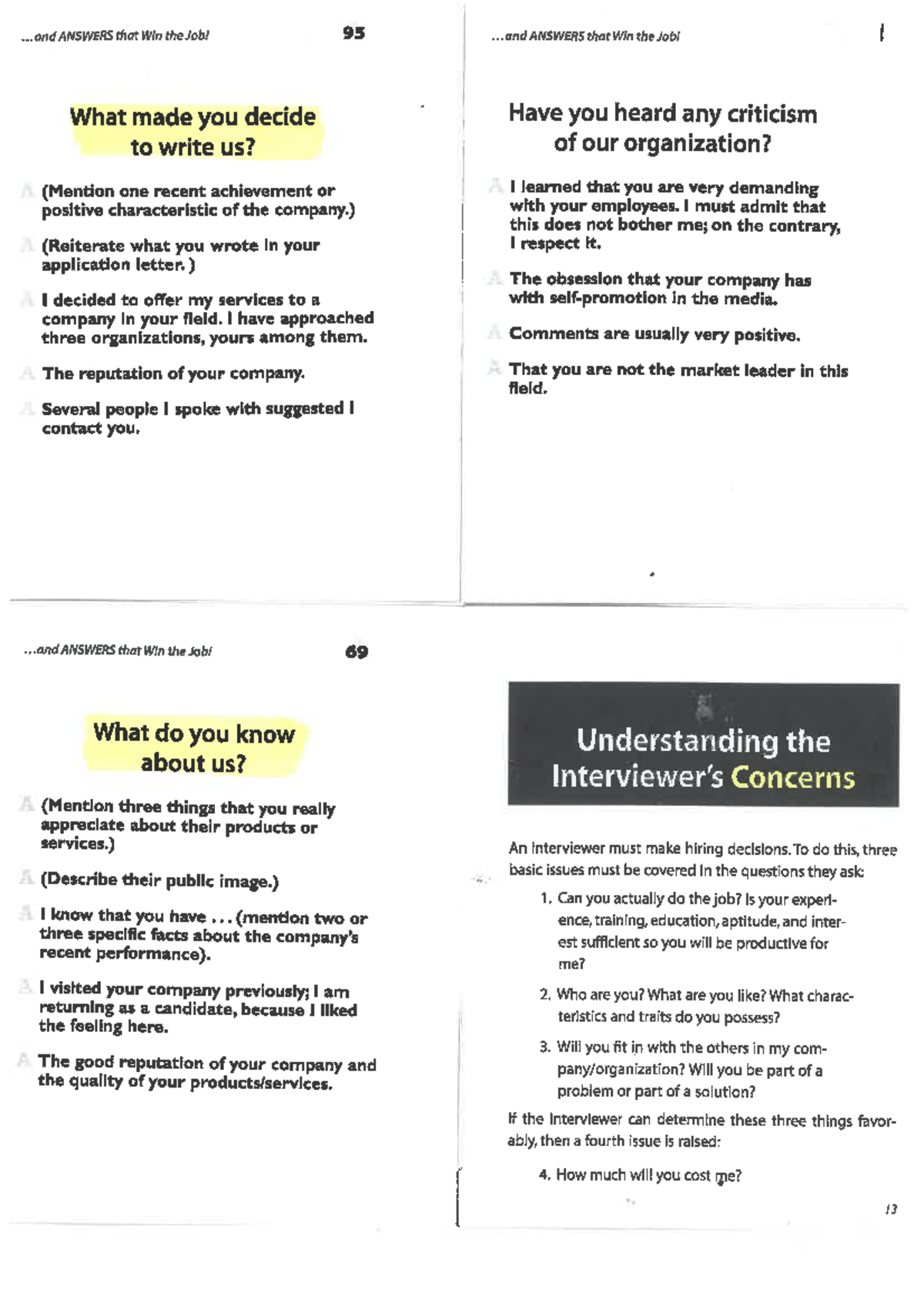 Interview Qns - wadw - and ANSWERS that Win the Job! 95 and ANSWERS that Win the Jobi I What ...