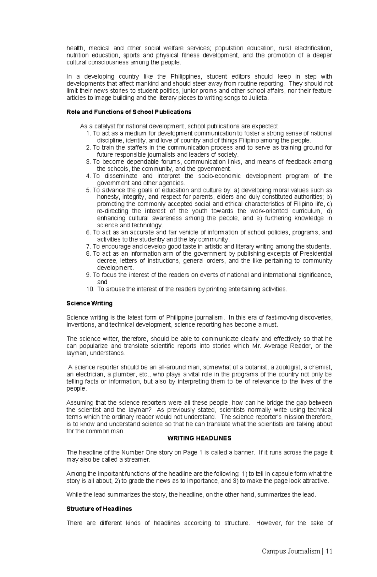 Campus Journalism: Writing Effective Headlines - Studocu