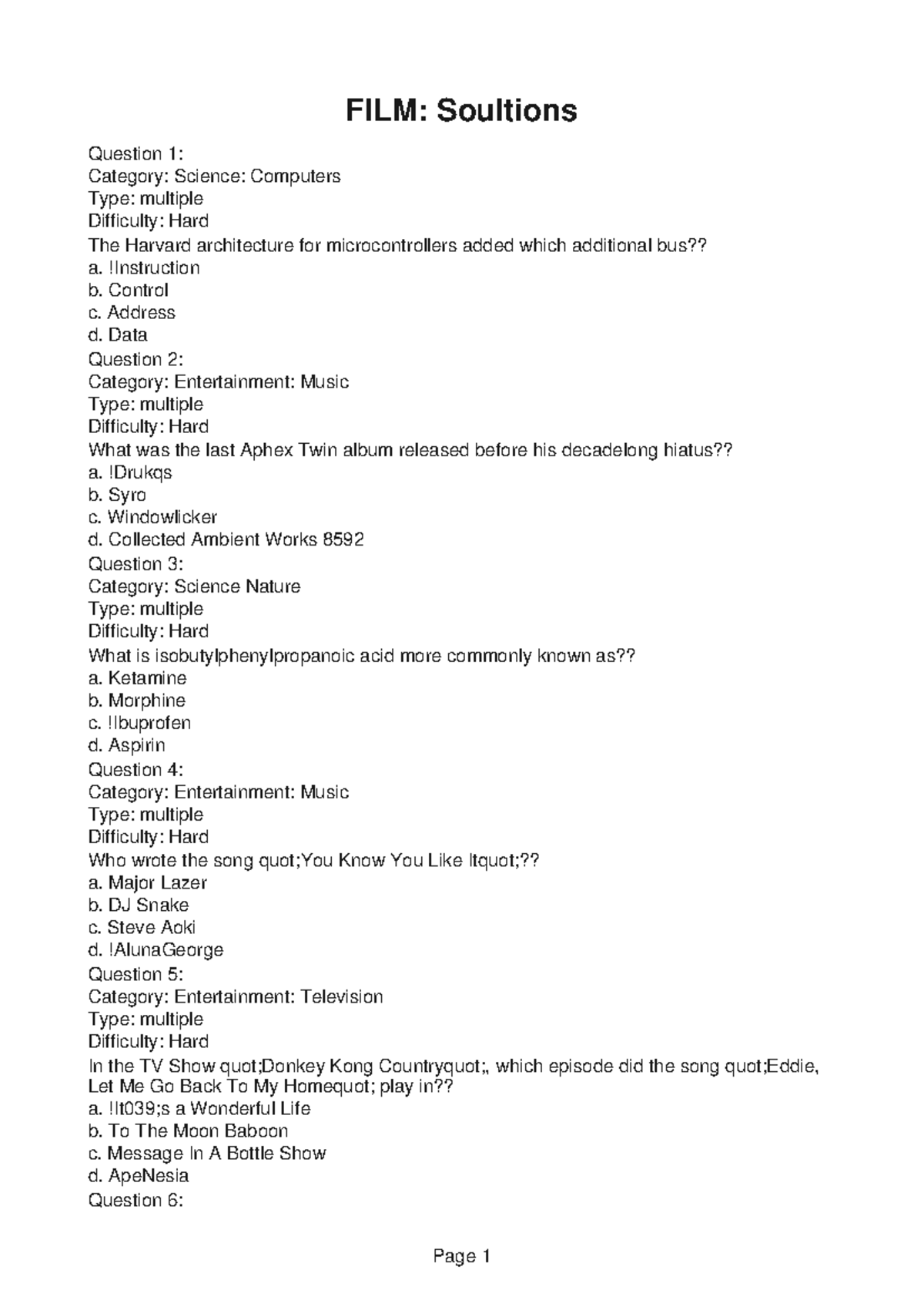 FILM 189 - Presentation Solutions for Hard Quiz Questions - Studocu