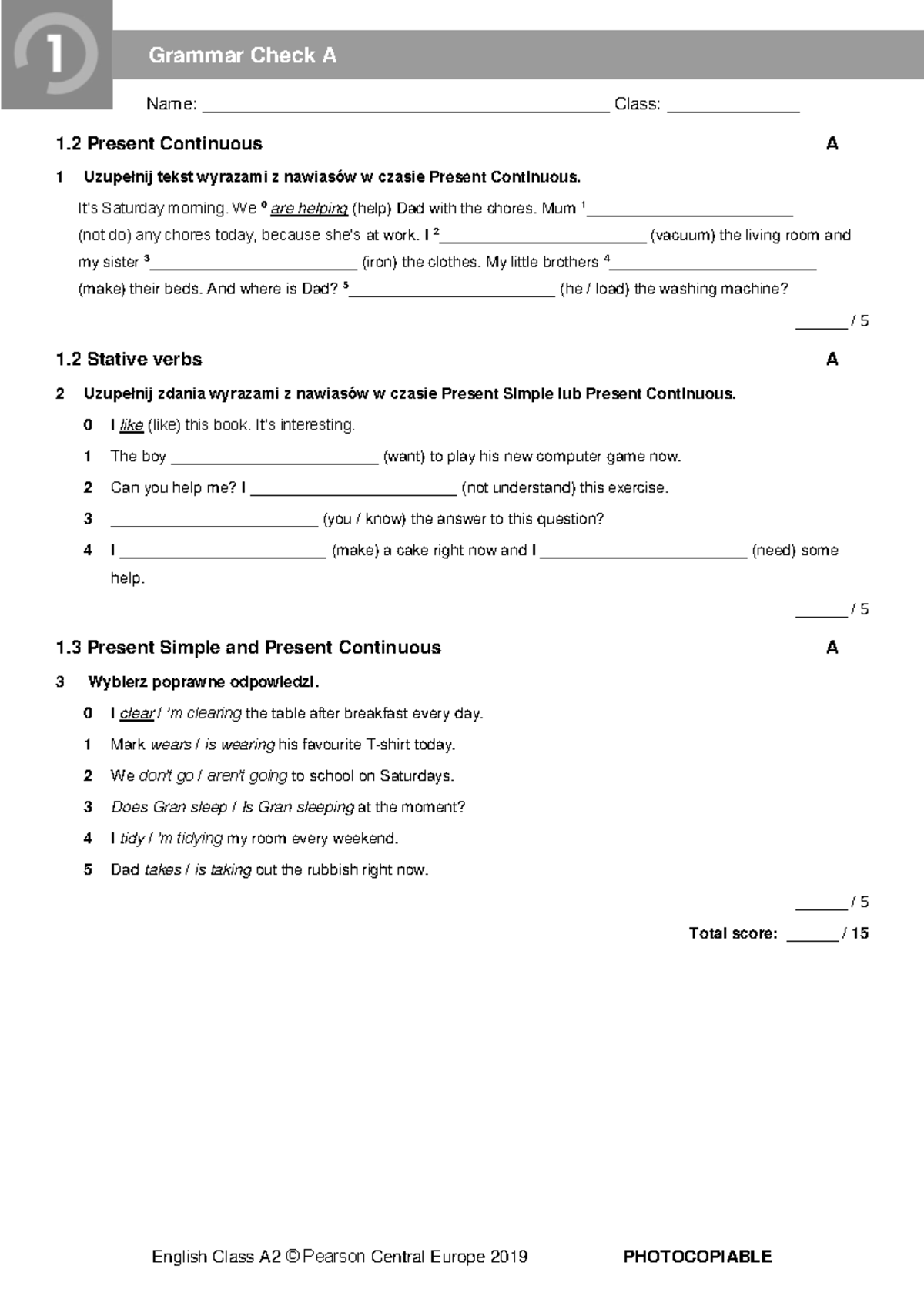 EC A2 Grammar Check Test - Present Simple and Continuous - Studocu