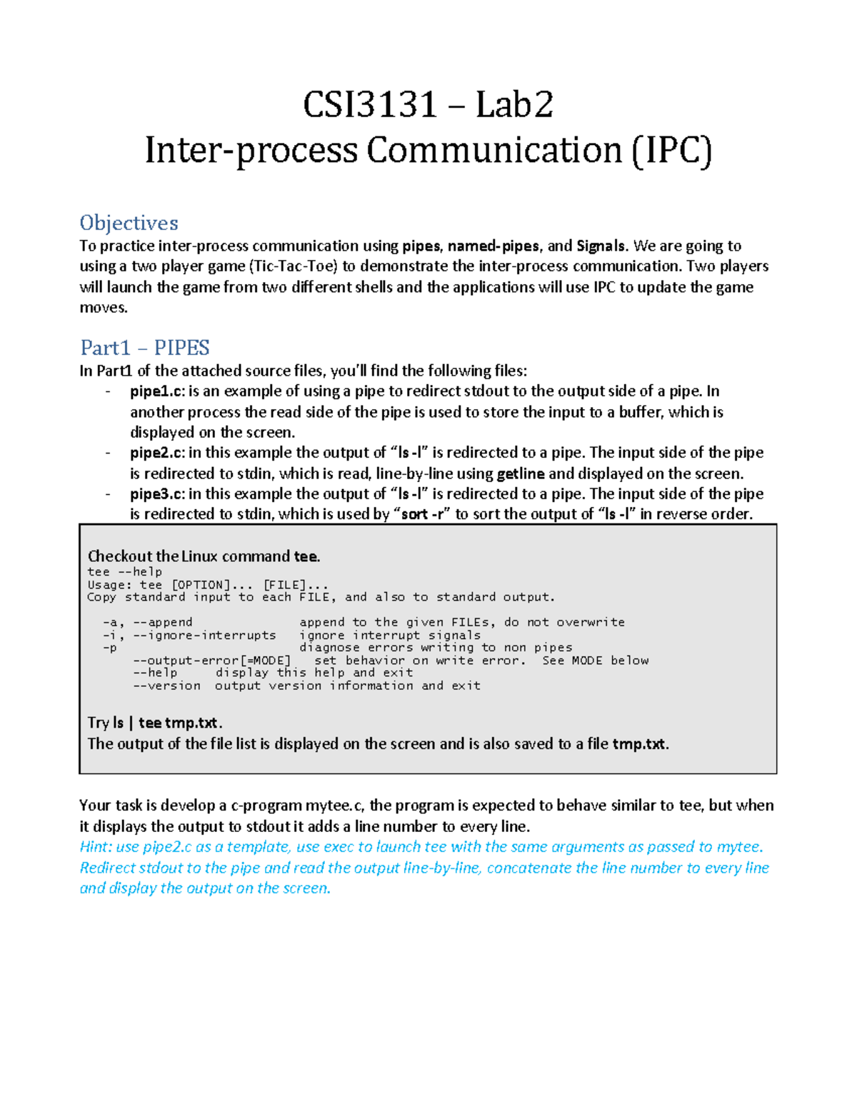 CSI3131 2020 - Lab2 - CSI3131 – Lab Inter-process Communication (IPC ...