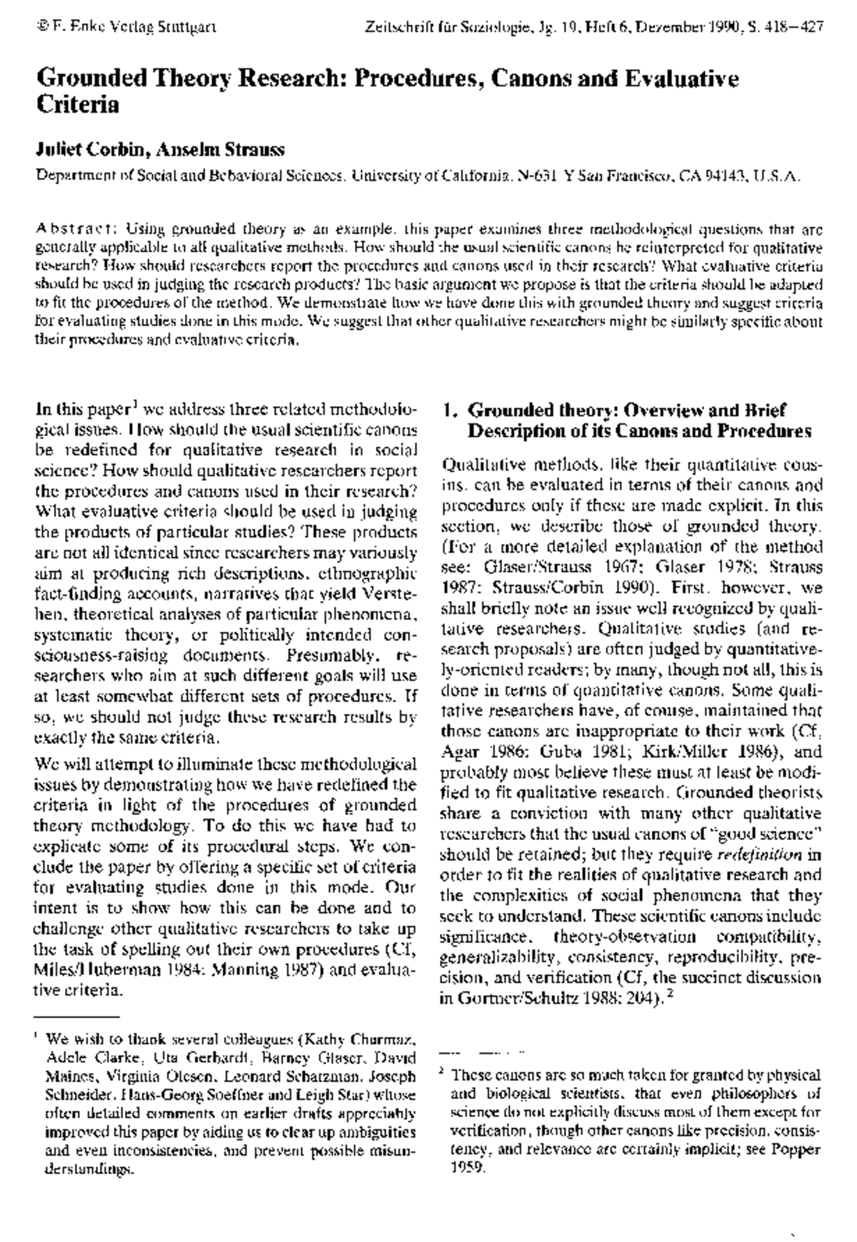 Corbin and Strauss on analysing qualitative data - Qualitative Research ...