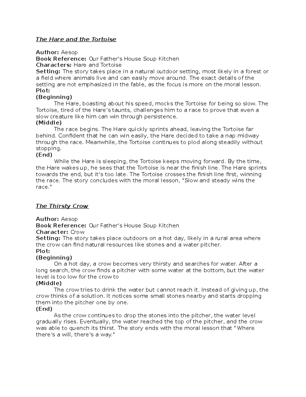 ENG 101: Short Stories by Aesop - The Hare, Tortoise & More Fables ...