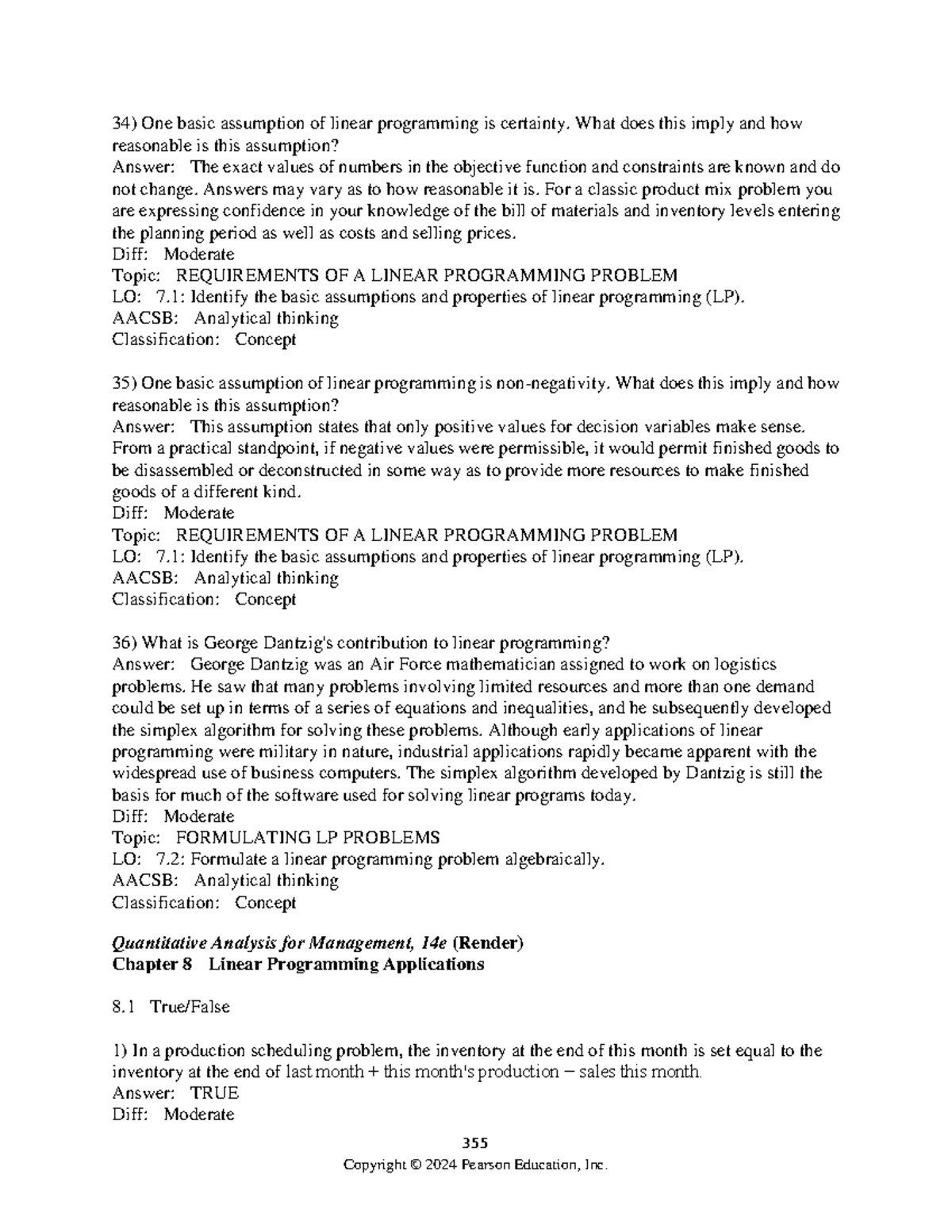 Quantitative Analysis for Management 14e - Chapter 08 Linear ...