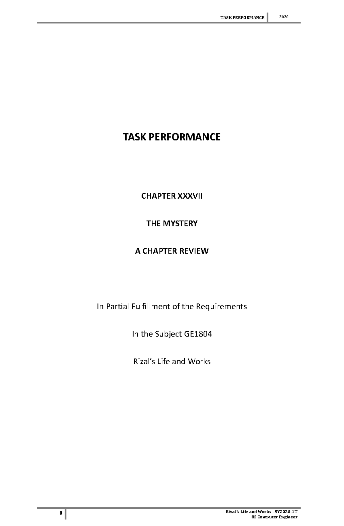 06 Task Performance - Pre Finals - TASK PERFORMANCE 2020 TASK PERFORMANCE CHAPTER XXXVII THE ...