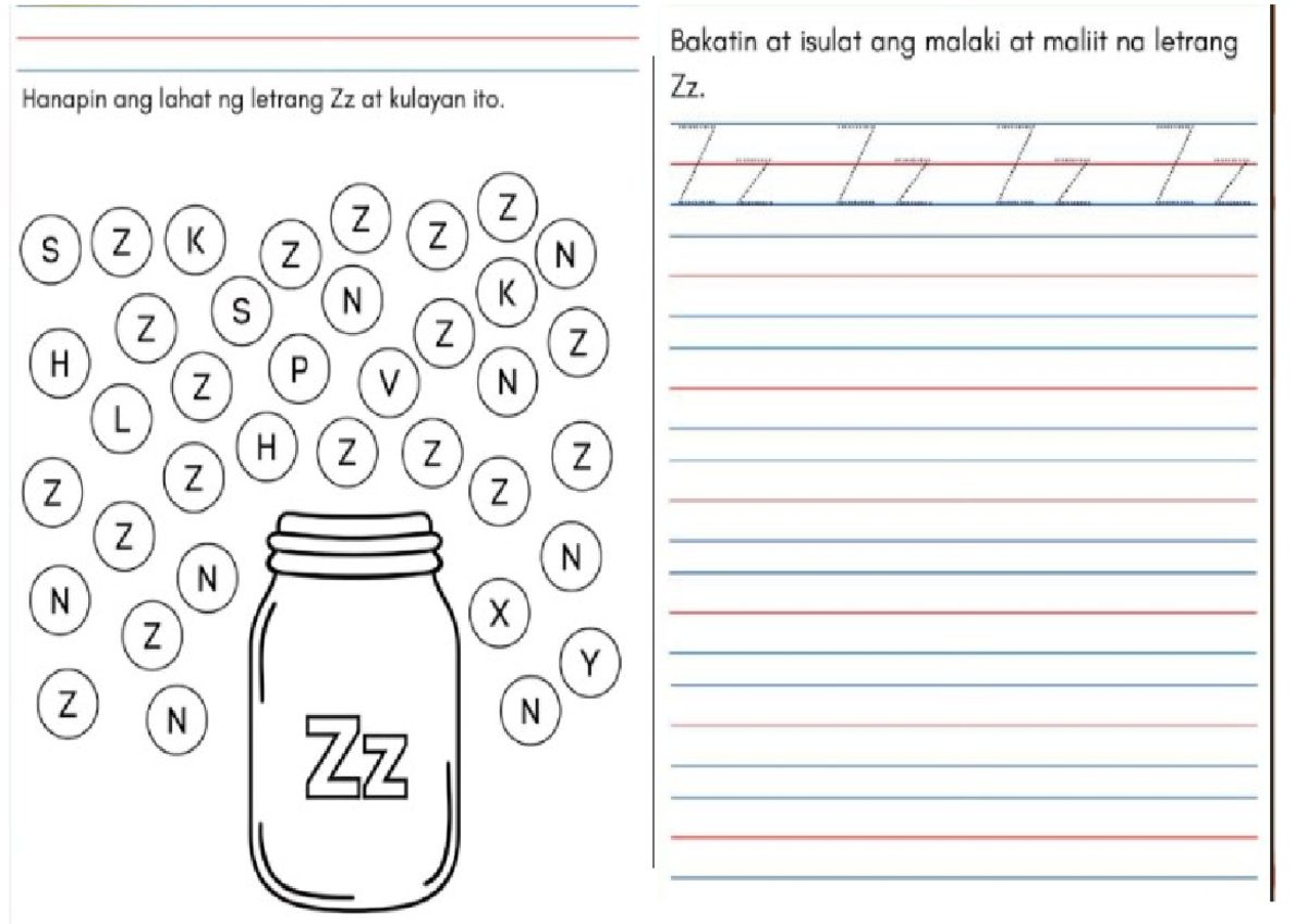 Kinder Week 8 Activities: Zz Letter Recognition and Time Matching - Studocu