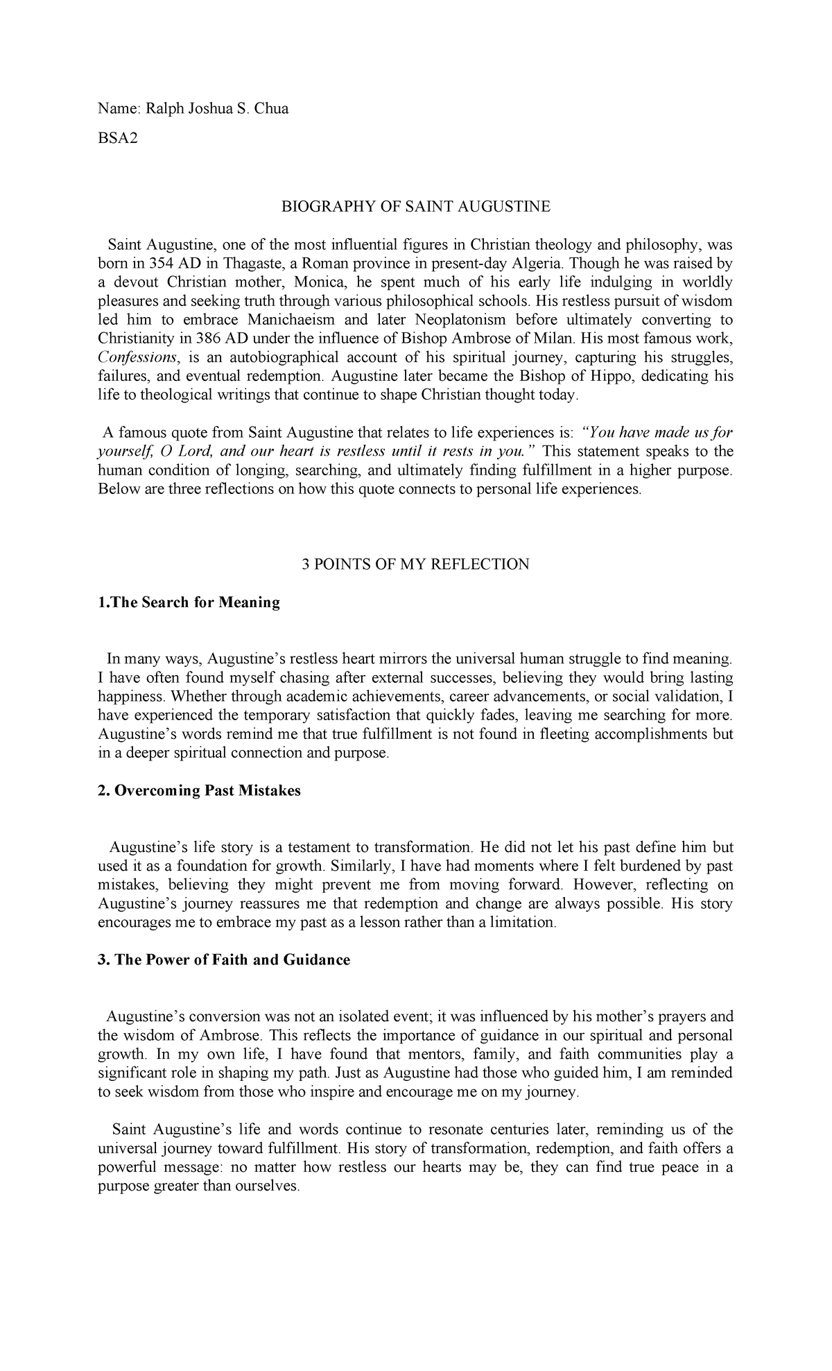 CHUA, Ralph Joshua- Assign - Name: Ralph Joshua S. Chua BSA BIOGRAPHY ...