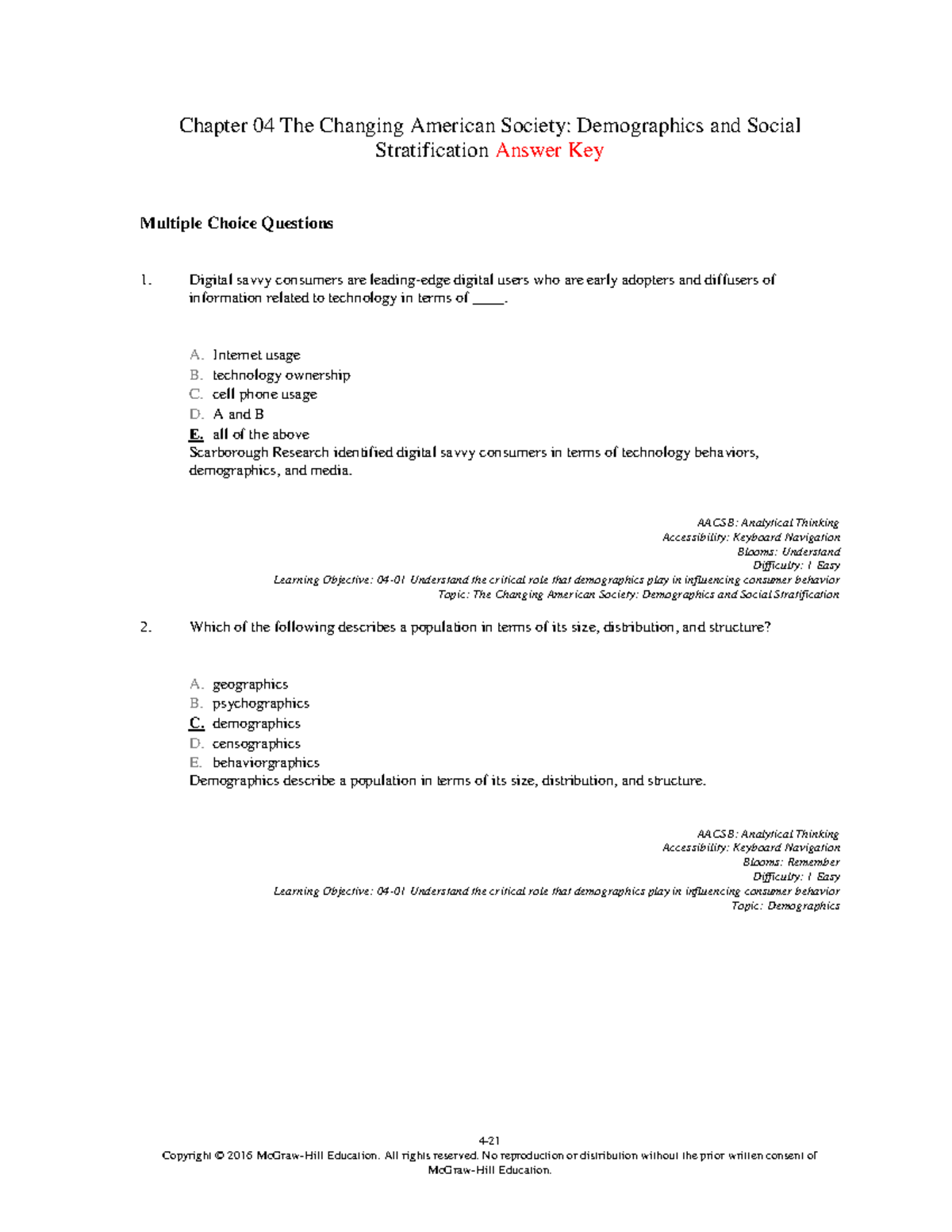 Chapter 04: The Changing American Society - Demographics & Social ...