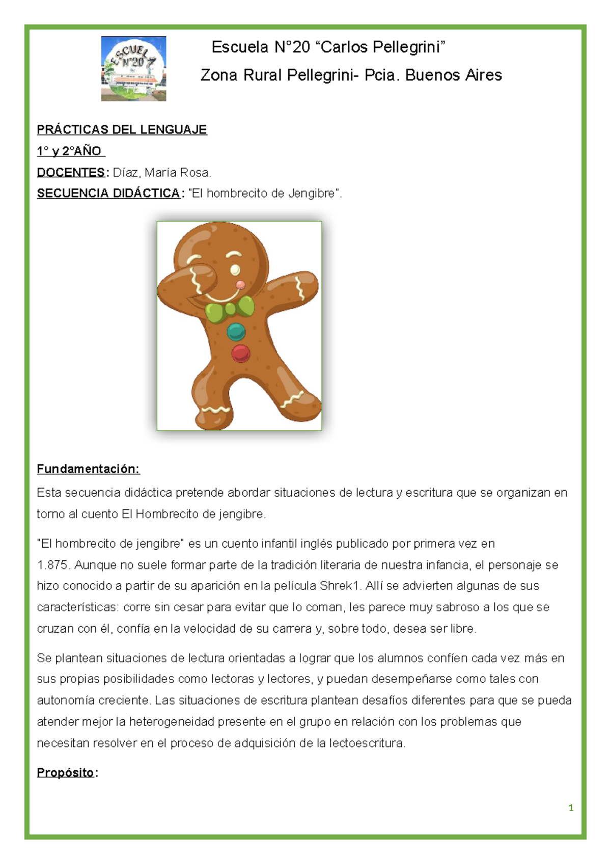 Secuencia Didáctica: El Hombrecito de Jengibre - Escuela Rural Pcia ...