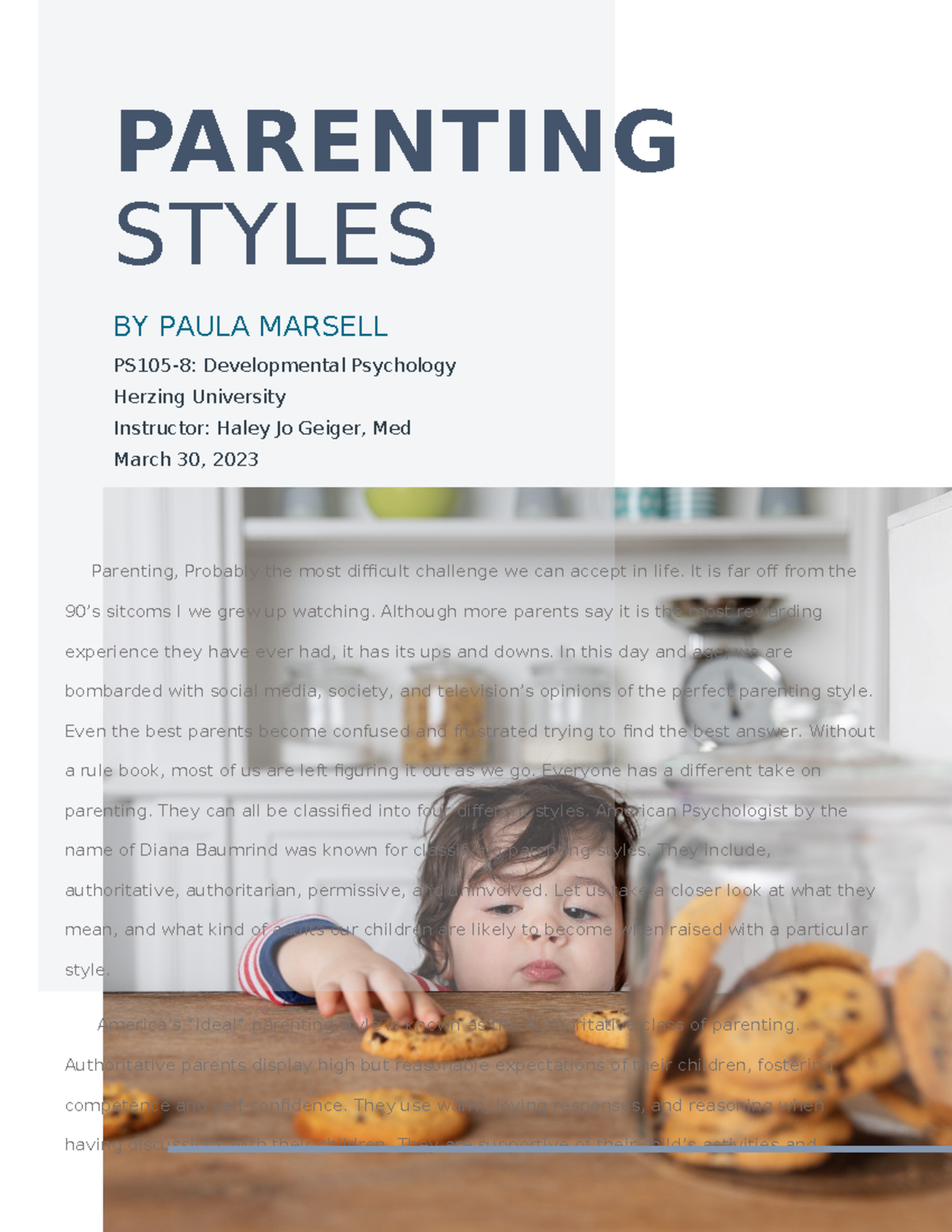 PS105-8: Parenting Styles and Their Impact on Child Development - Studocu