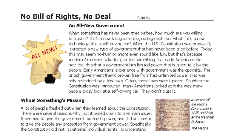 No Bill of Rights, No Deal: Understanding Constitutional Trust - Studocu
