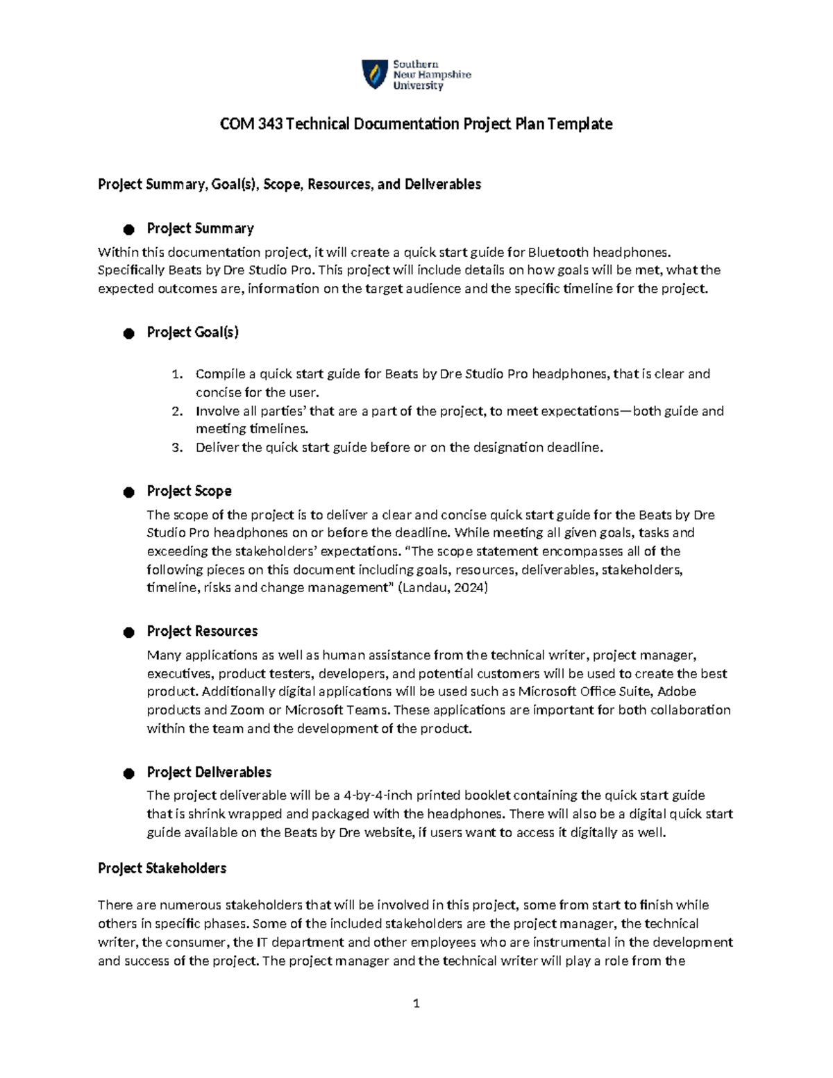 COM 343 Technical Documentation Project Plan for Beats Headphones - Studocu