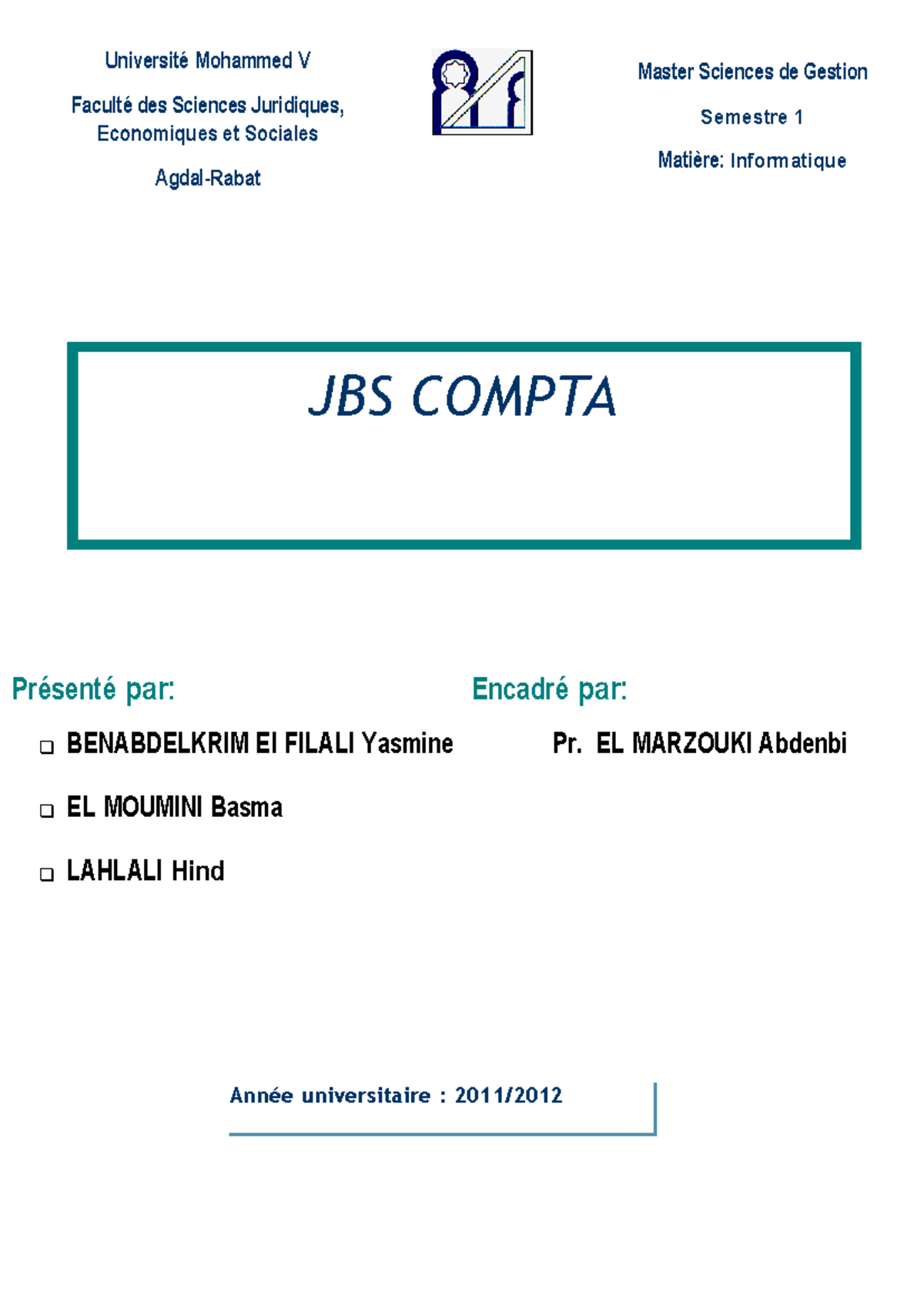Rapport de Stage sur le Logiciel JBS Compta - Master SG 1ère Semestre - Studocu