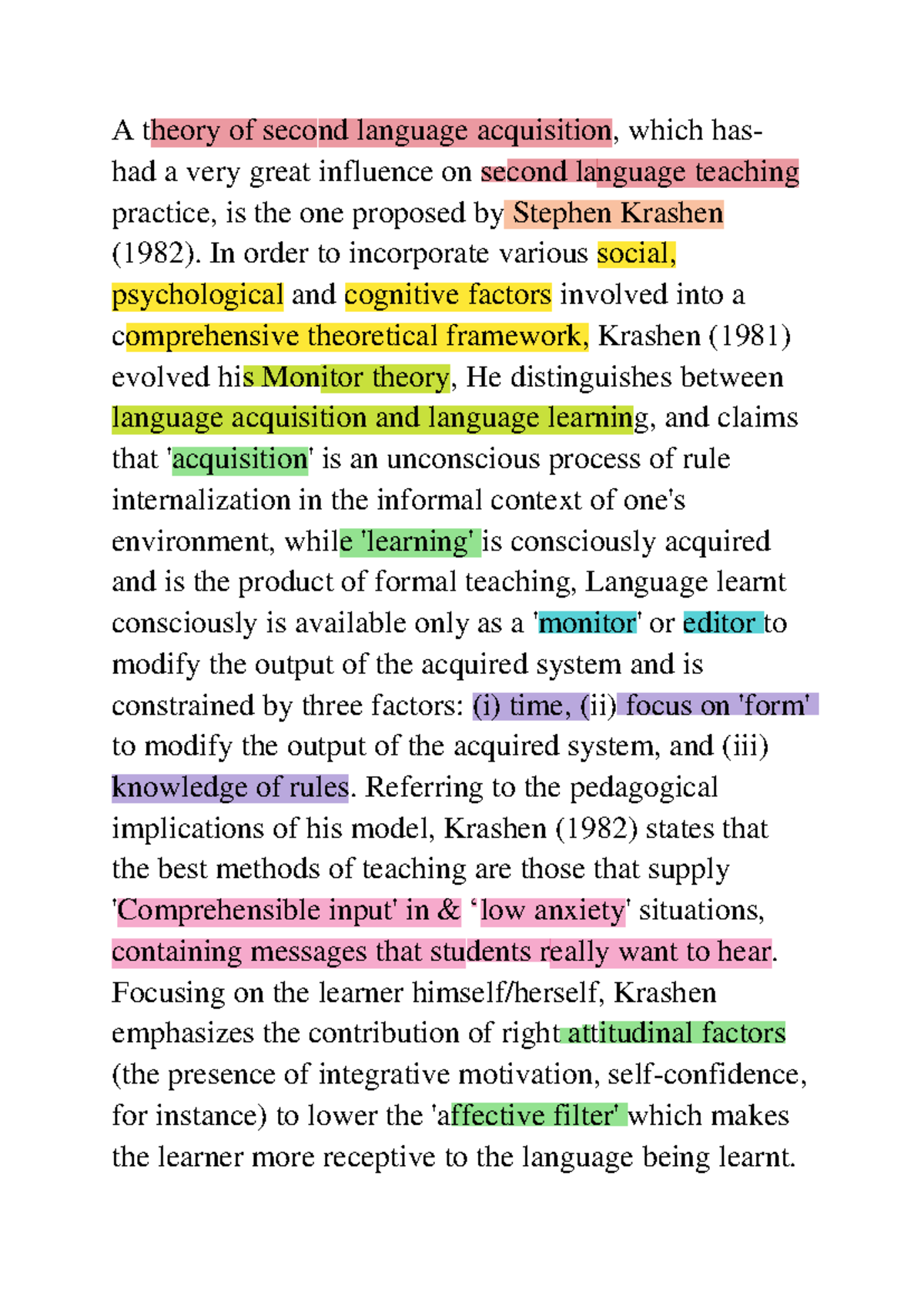 Krashen's Monitor Model edited - A theory of second language ...