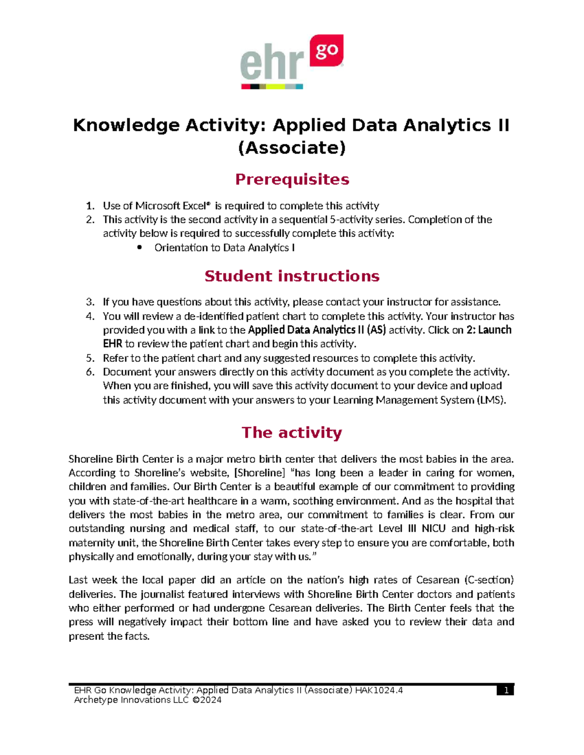 Applied Data Analytics II (Associate) Knowledge Activity: Shoreline ...