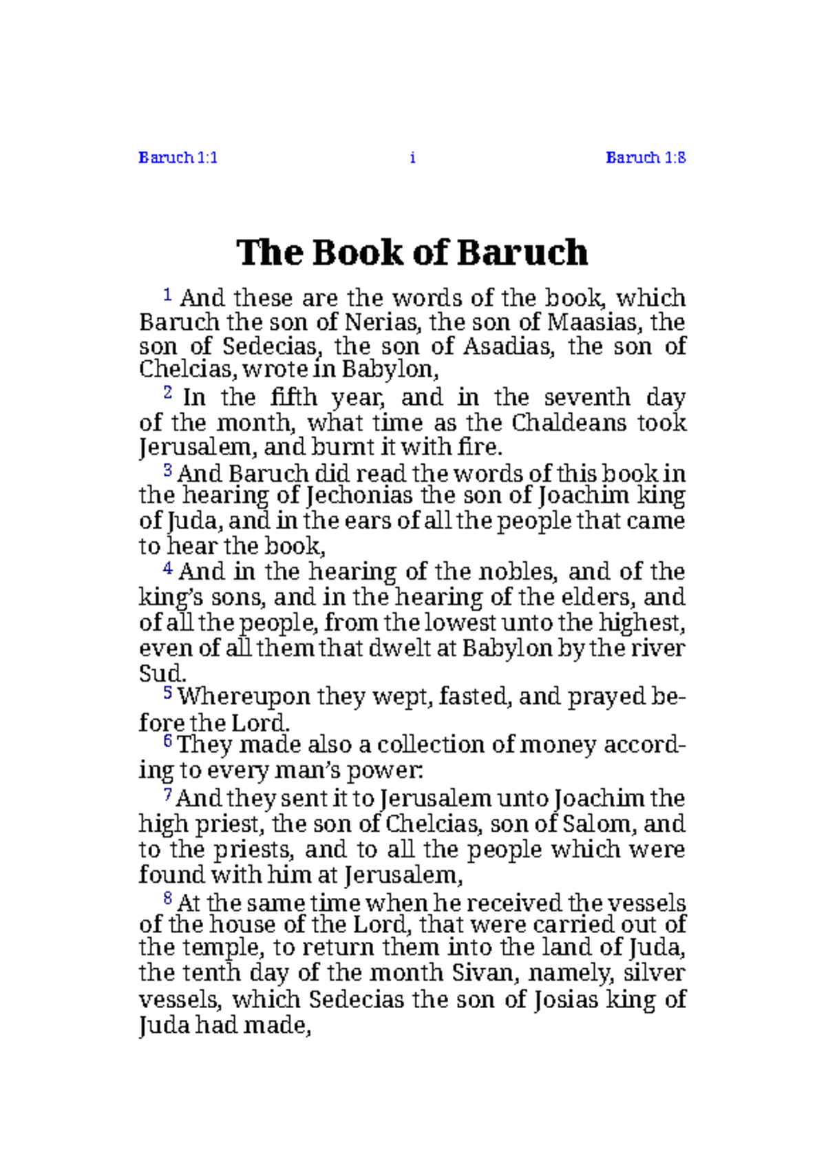 Eng-kjv BAR - religion - Baruch 1:1 i Baruch 1: The Book of Baruch 1 ...