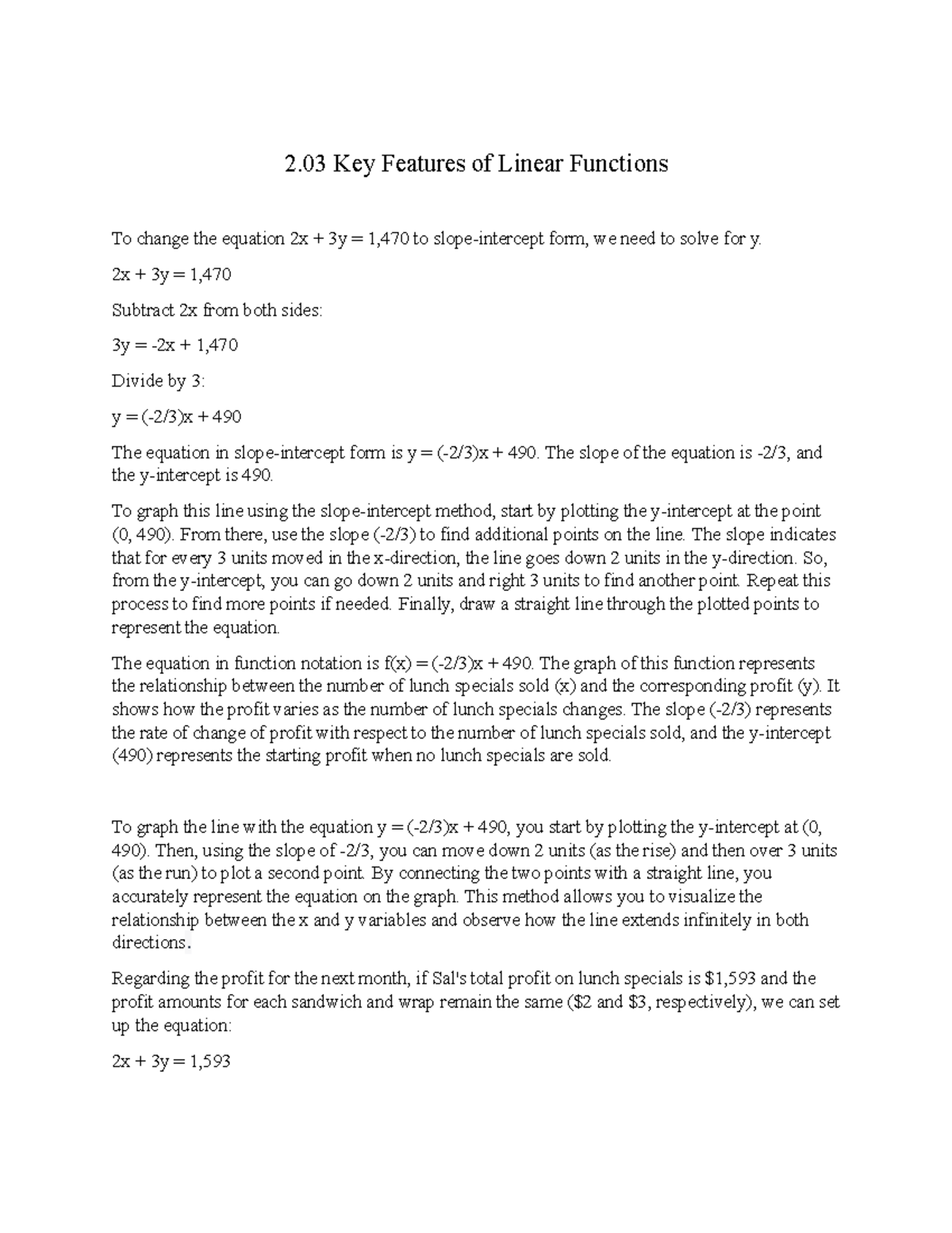 2.03 key features of linear function - 2 Key Features of Linear ...
