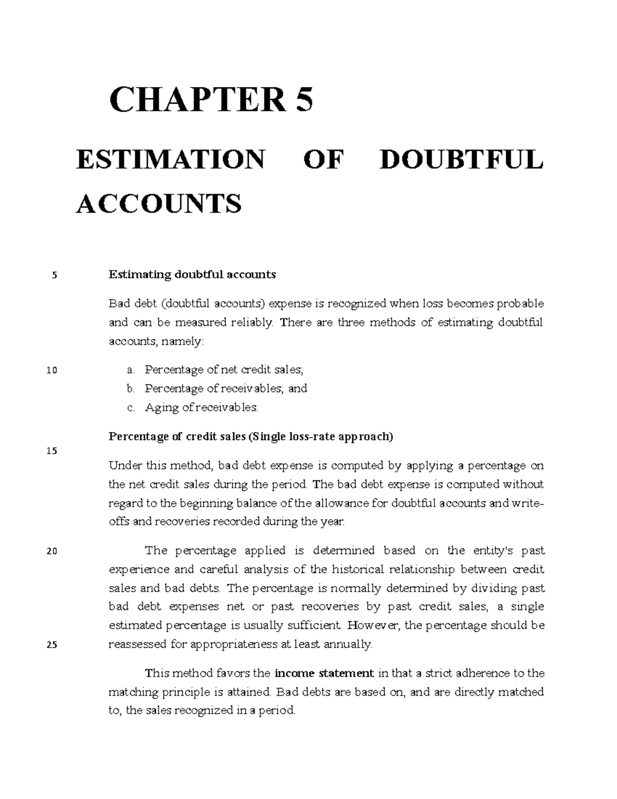 Chapter 5: Estimation of Doubtful Accounts Techniques and Examples ...