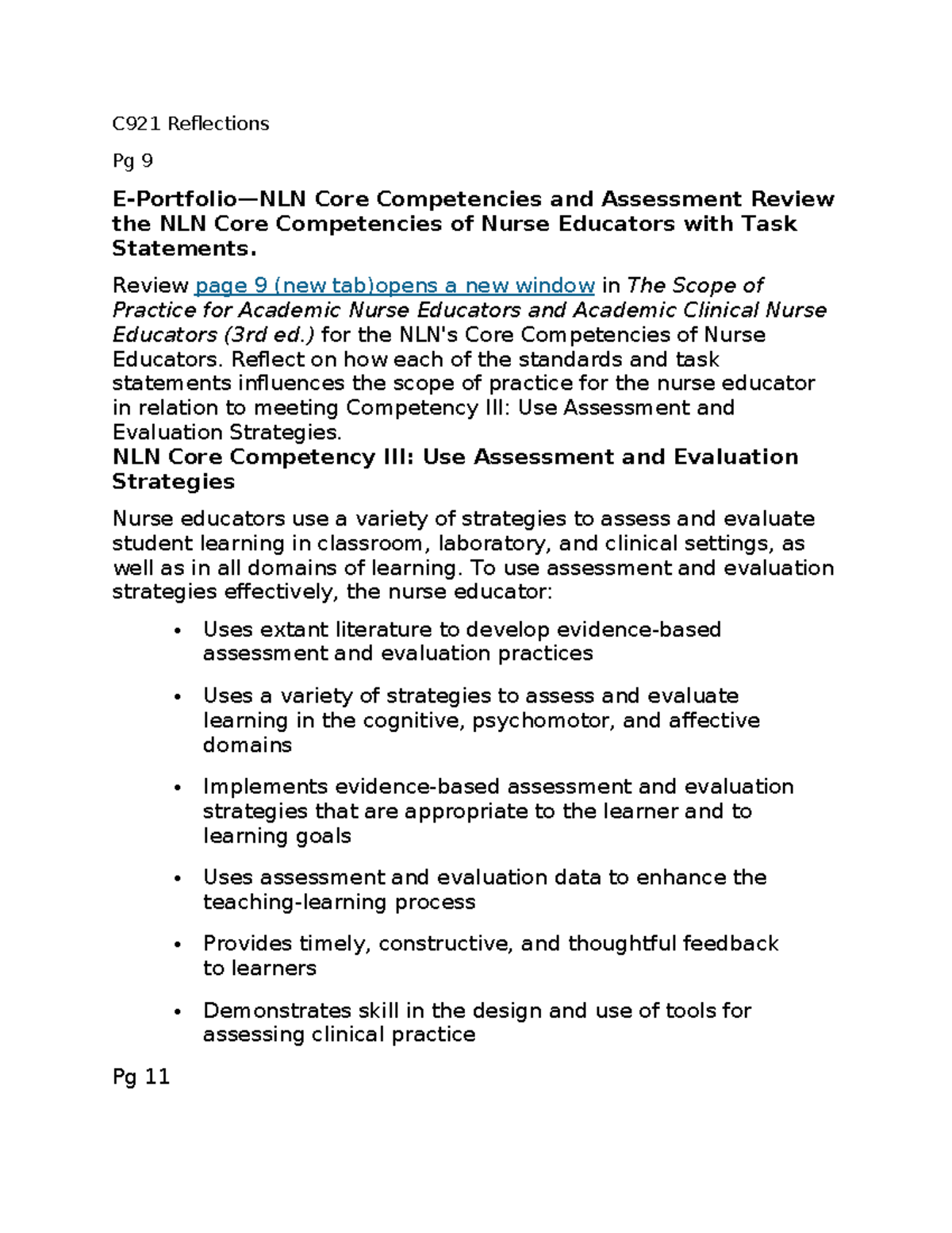 C921 Final Reflection on Core Competencies & Assessment Strategies - Studocu