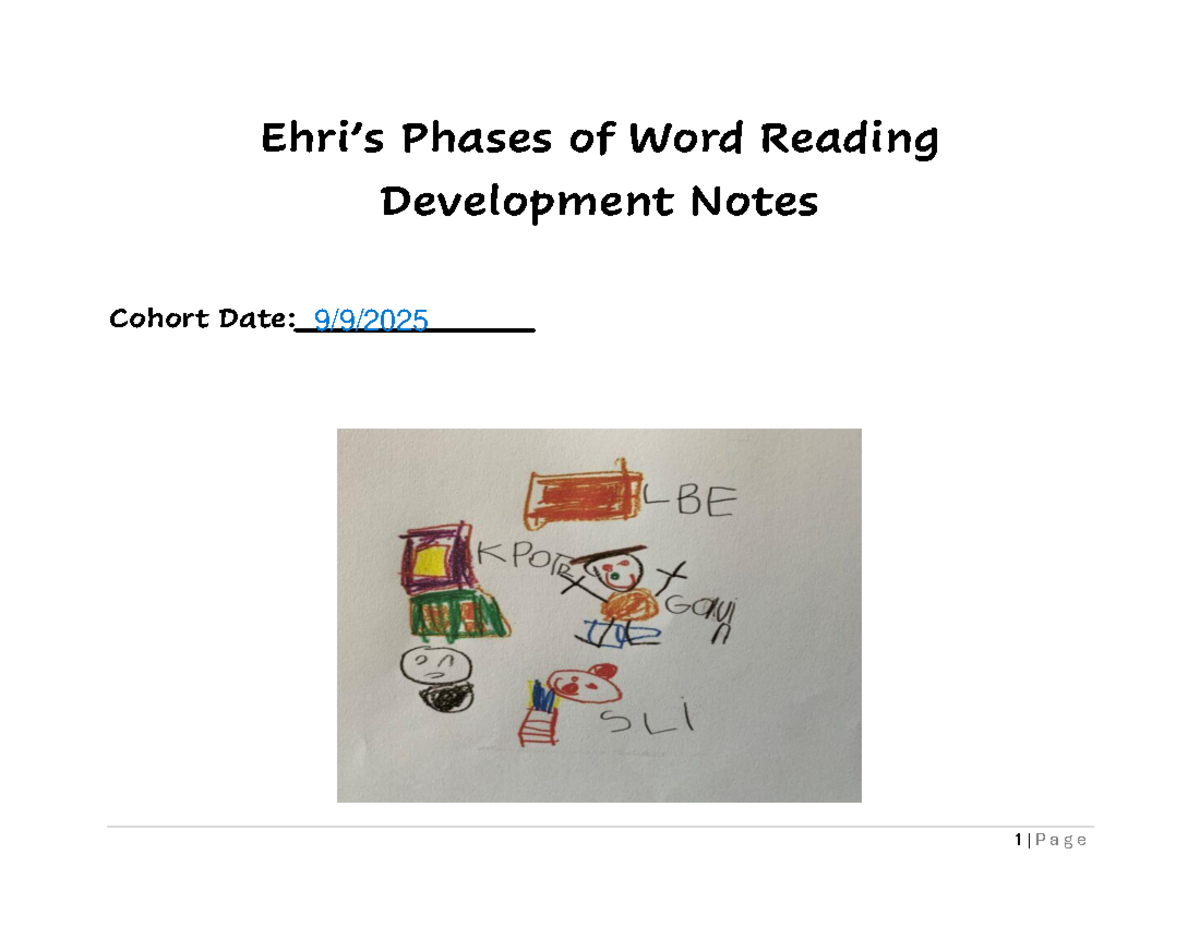 Ehri's Notetaking Study Guide: Phases of Word Reading Development - Studocu