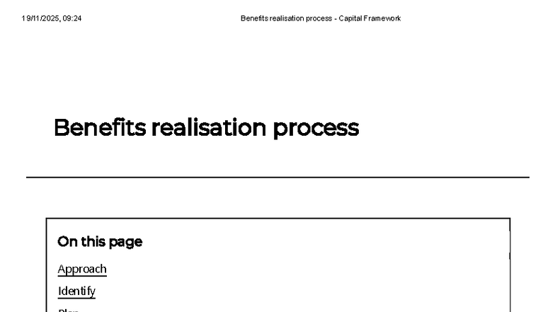 09:24 Benefits Realisation Process - Capital Framework Overview - Studocu