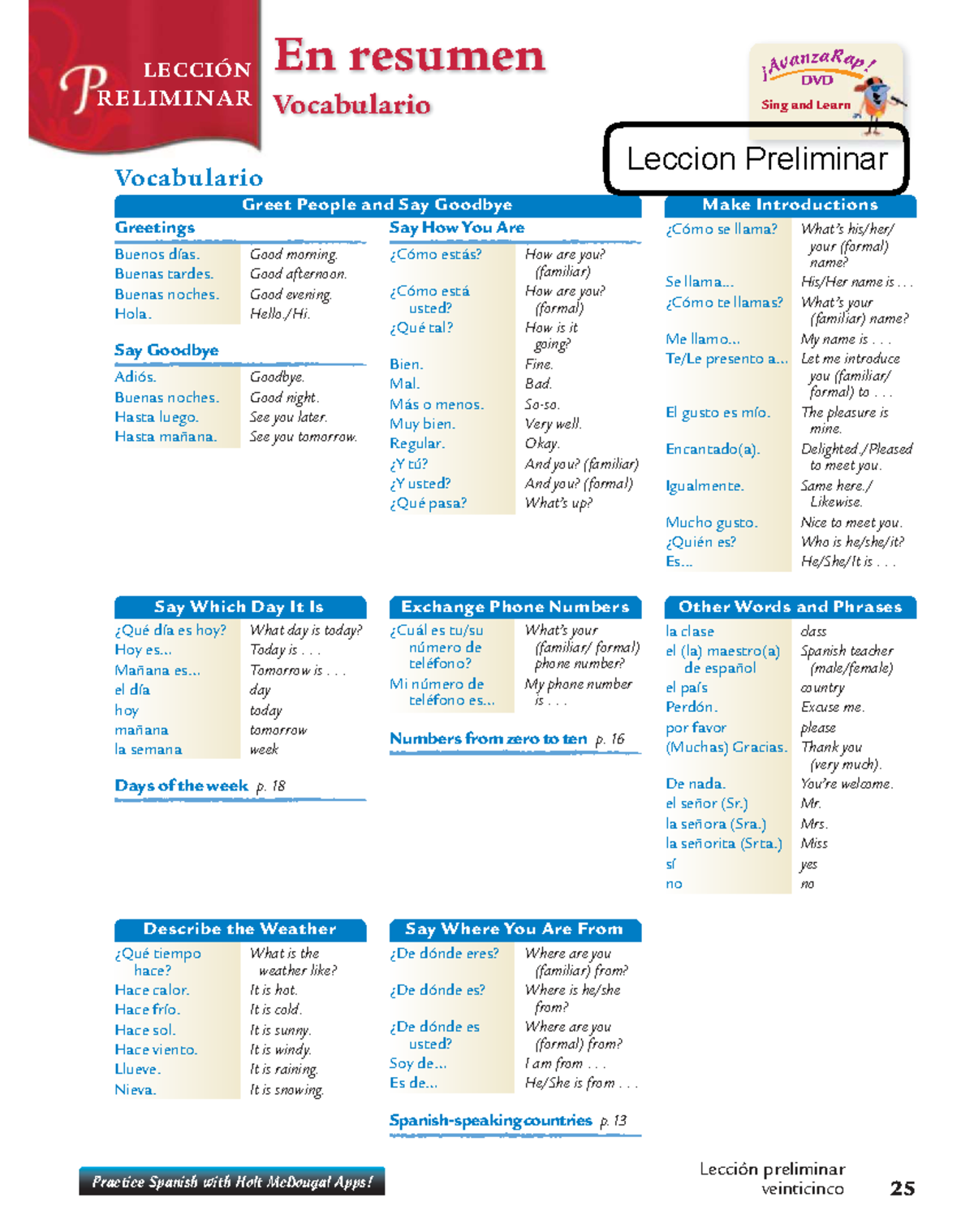 Avancemos 1: Vocabulario Completo (Todas las Unidades + Expansión ...