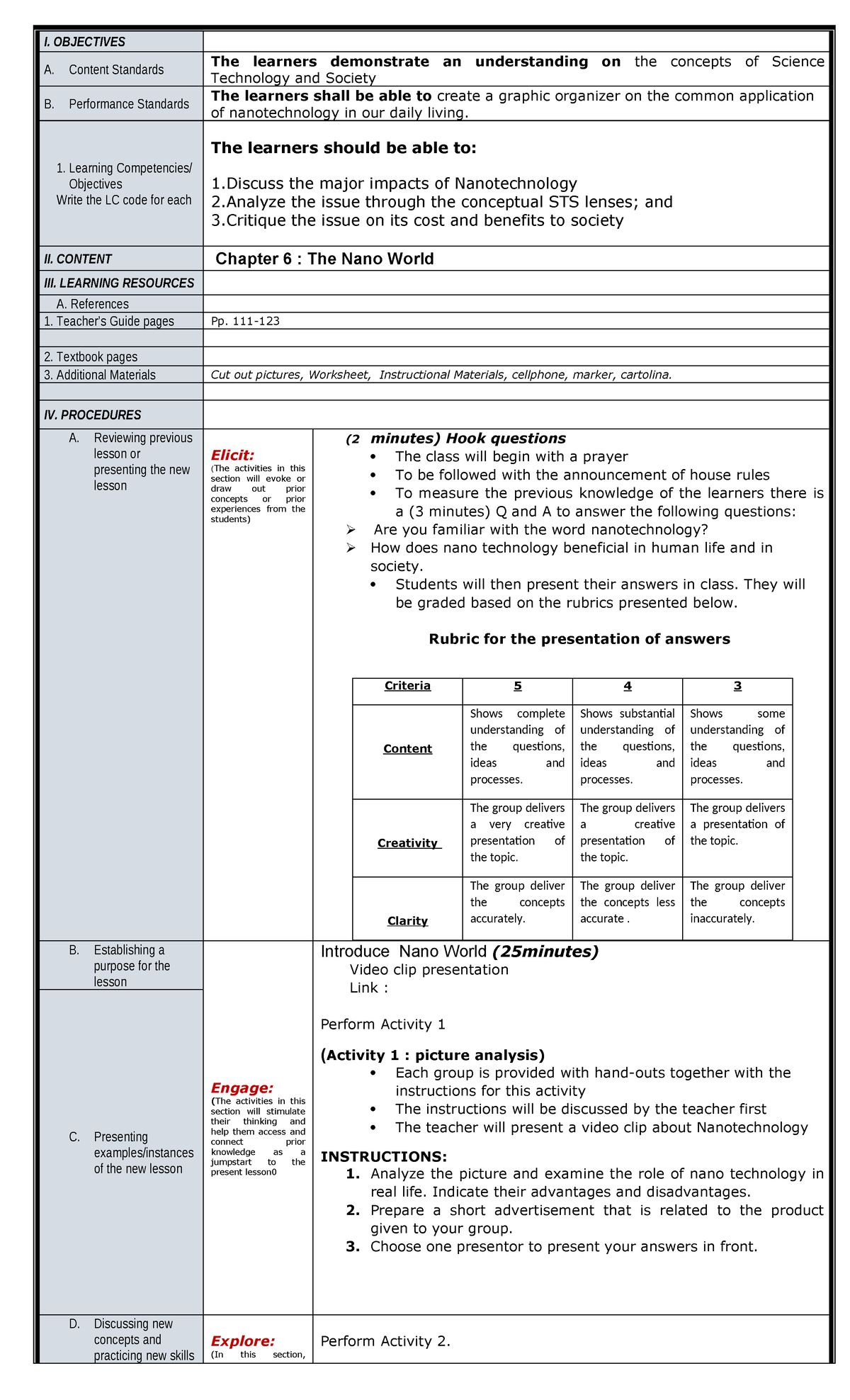 STS-Chapter-6-Lesson-Plan - I. OBJECTIVES A. Content Standards The ...