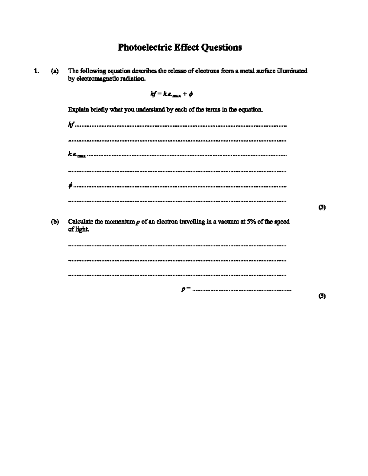 Photoelectric Effect Questions - PHYS 101 Final Exam - Studocu