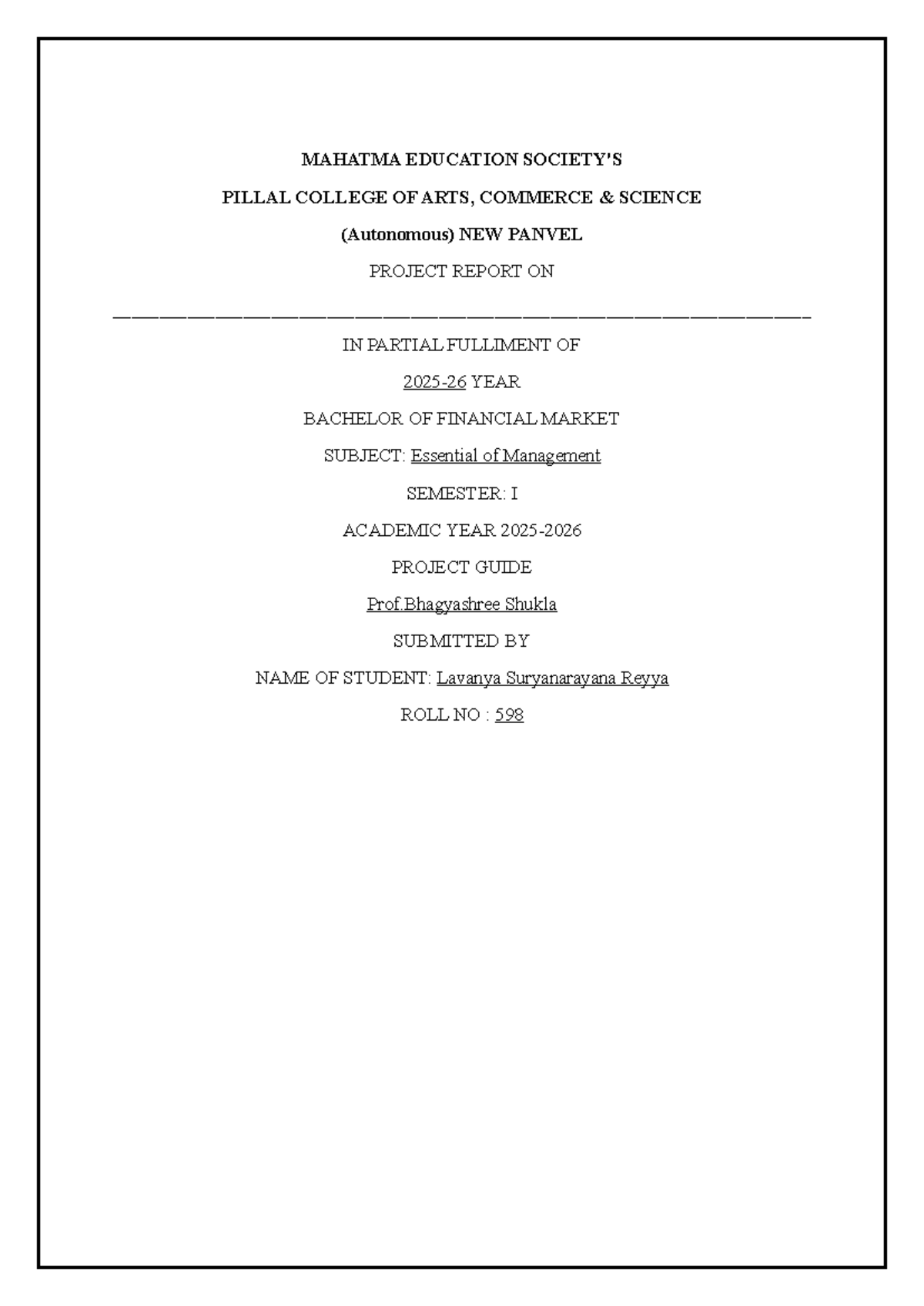 CA II - Project Report on Management Functions at World Sweet Fusion ...