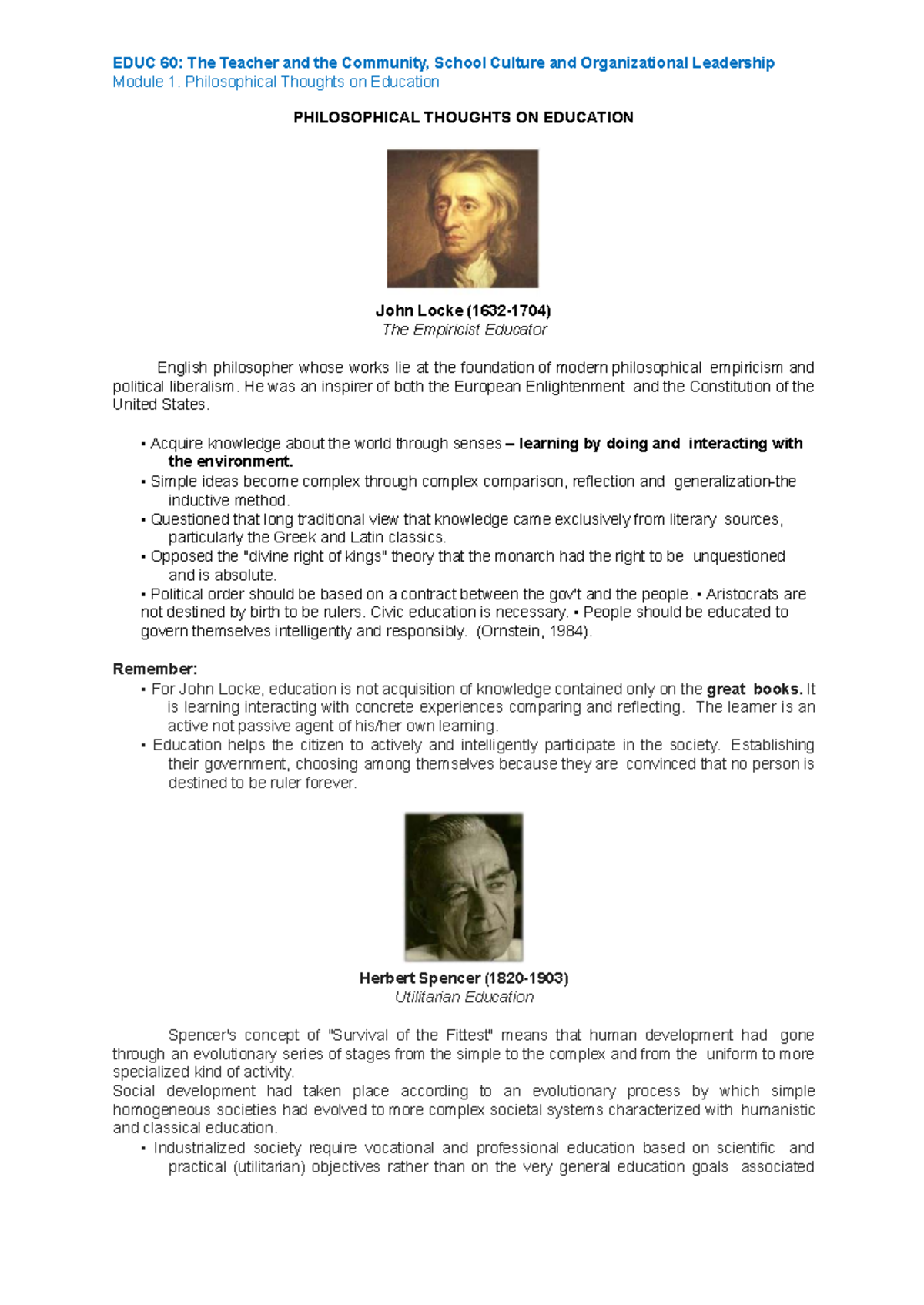 **EDUC60 Study Guide: Philosophical Foundations of Education Concepts ...