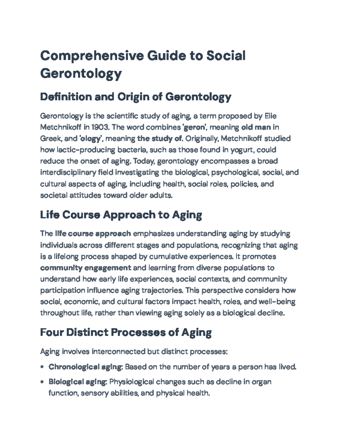 Comprehensive Overview of Social Gerontology: Concepts & Aging Issues ...