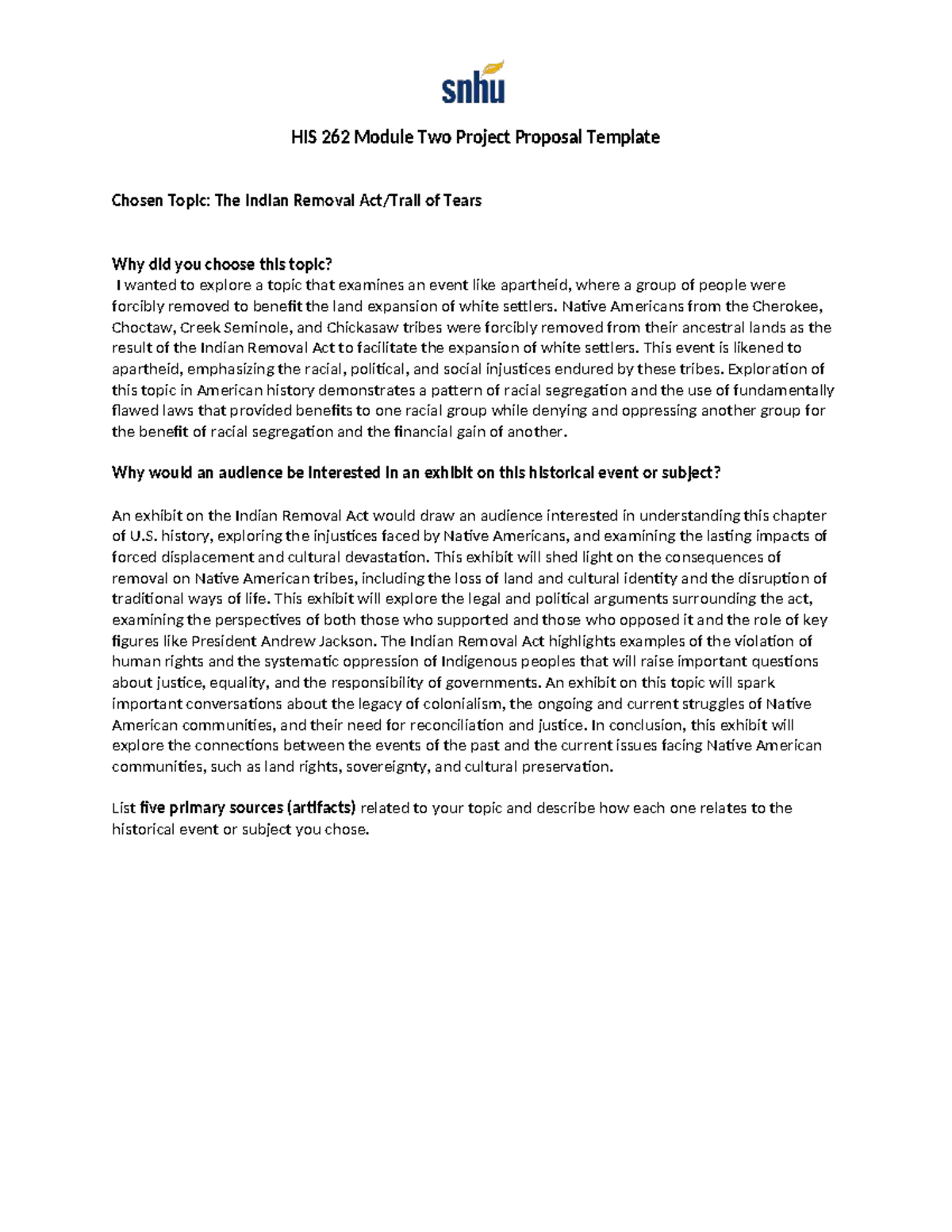 Module 2 Project Proposal Template - HIS 262 Module Two Project ...