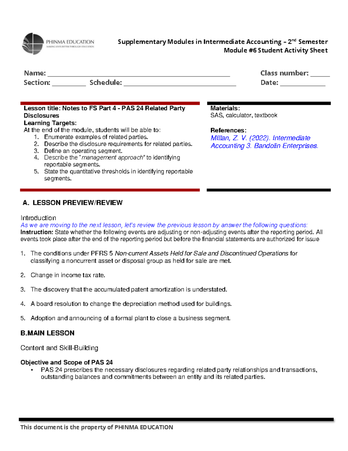 GEN 016 - Module 6: Notes to FS Part 4 - PAS 24 Related Party ...