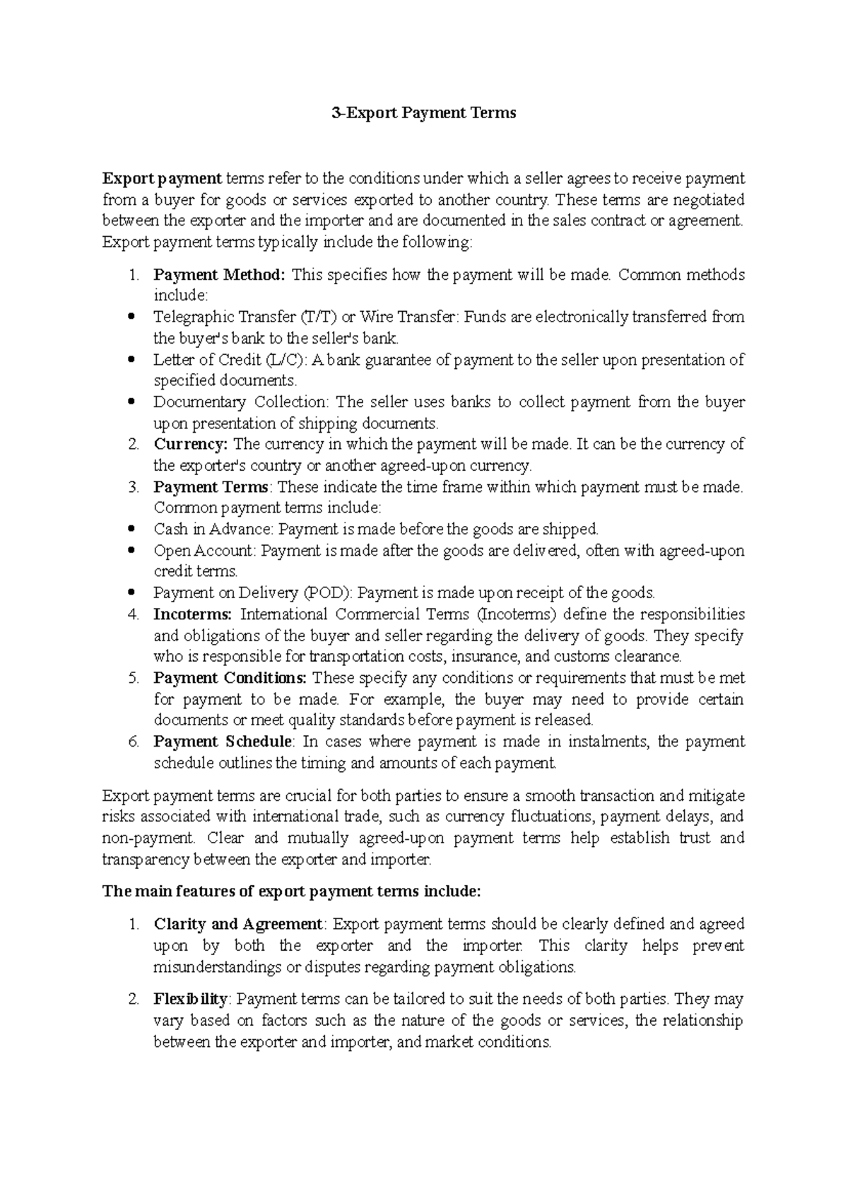 3-Export Payment Terms - 3-Export Payment Terms Export payment terms ...