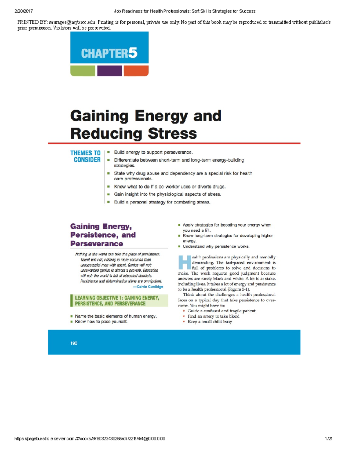 (M6) Job Readiness for Health Professionals: Strategies for Energy ...