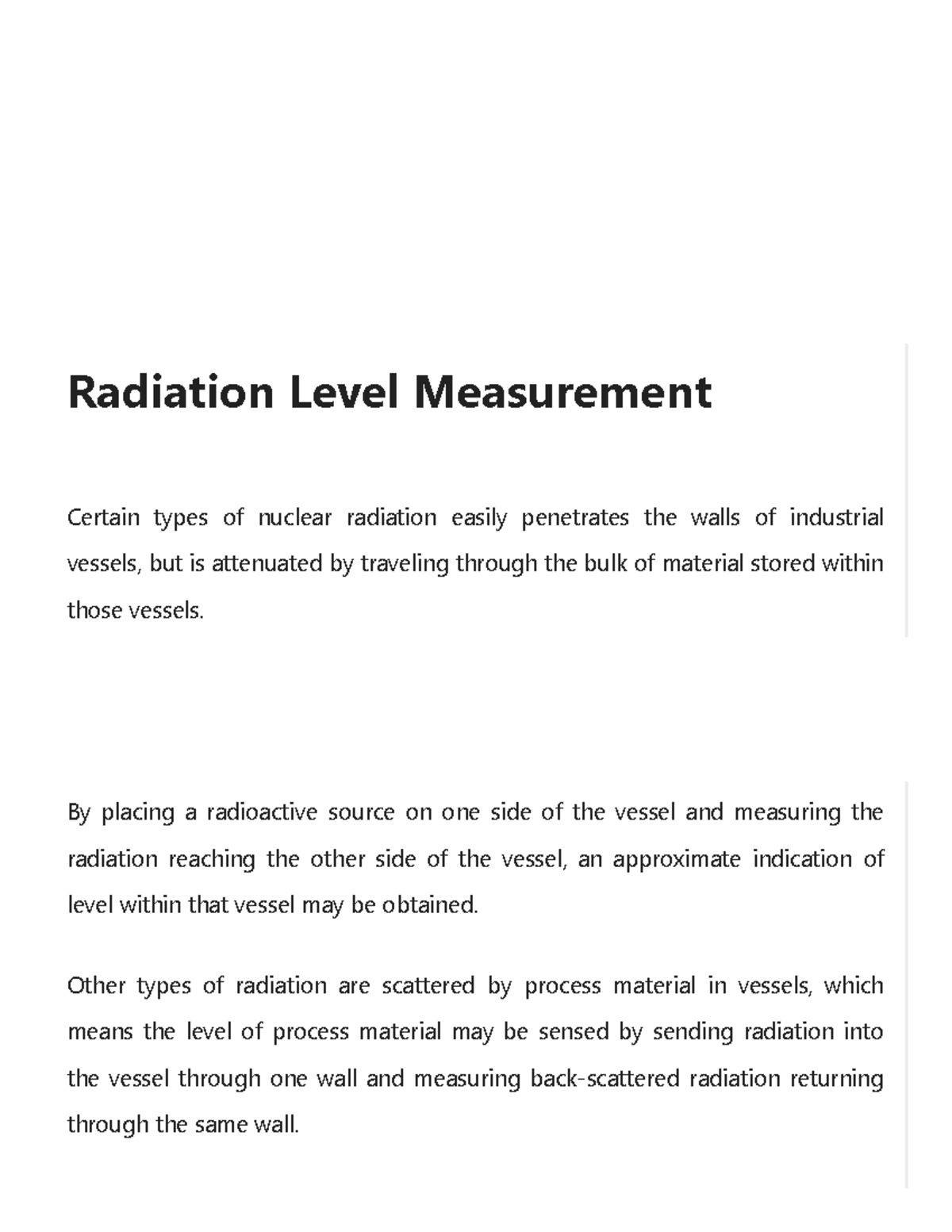 Radiation Level Measurement Fundamentals for Industrial Applications ...
