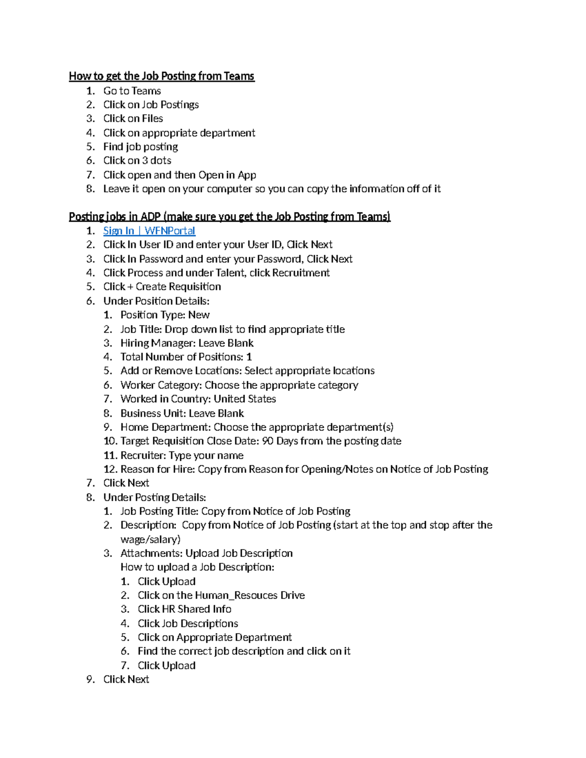 ADP Job Posting Process: Step-by-Step Guide for Teams Access - Studocu