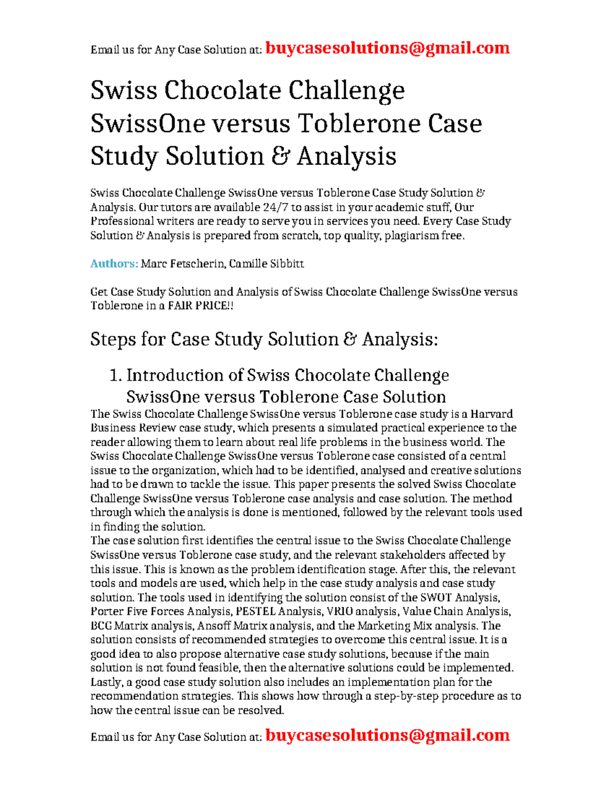 Swiss Chocolate Challenge: SwissOne vs. Toblerone Case Study Analysis ...
