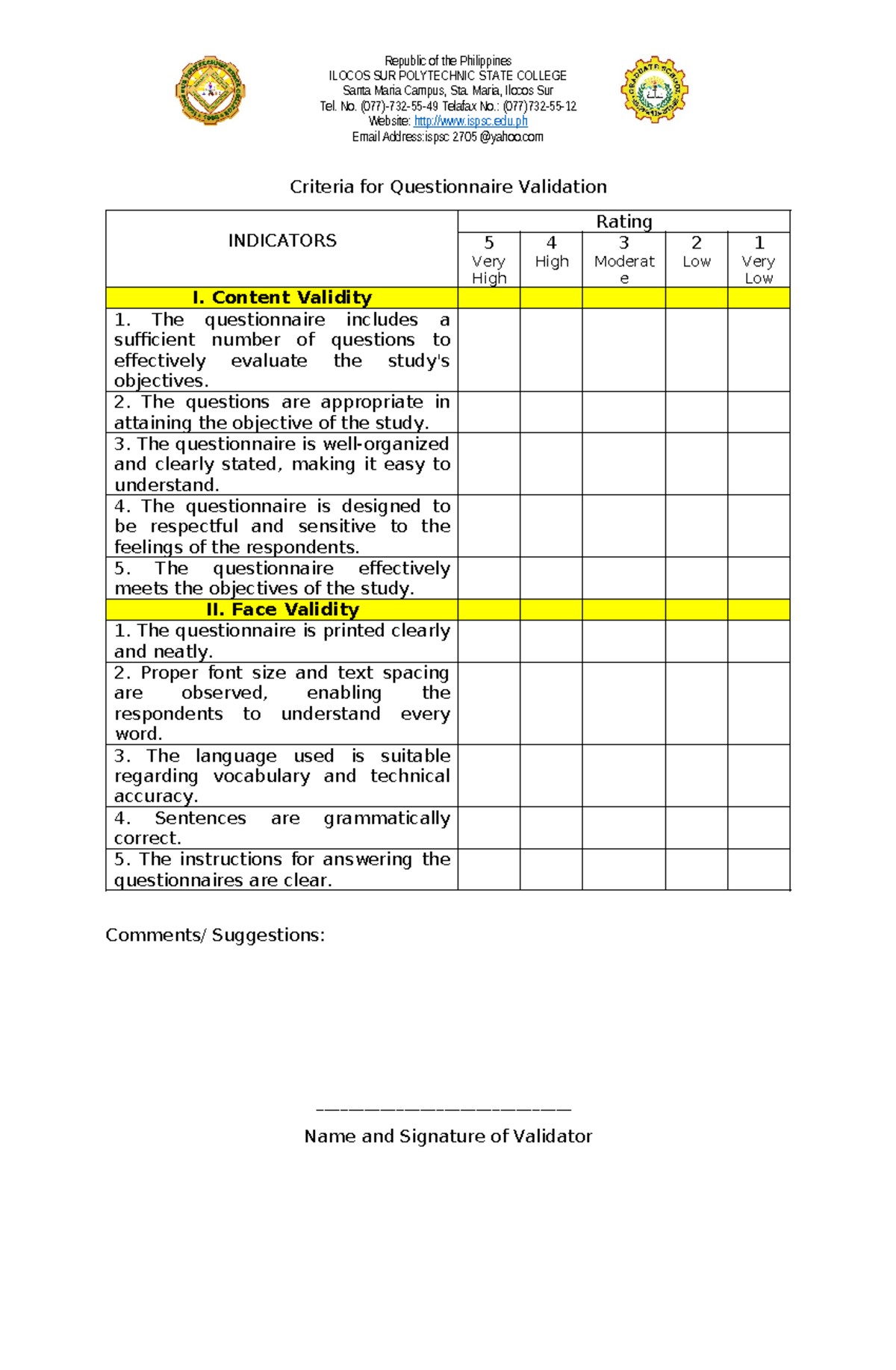 Criteria for Questionnaire Validation - Guidelines and Indicators - Studocu