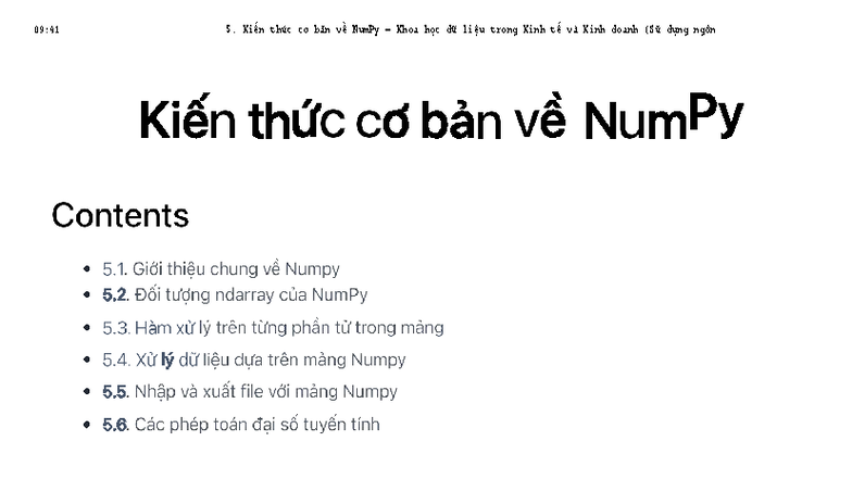 5. Kiến thức cơ bản về NumPy - Khoa học dữ liệu (Python) - Studocu