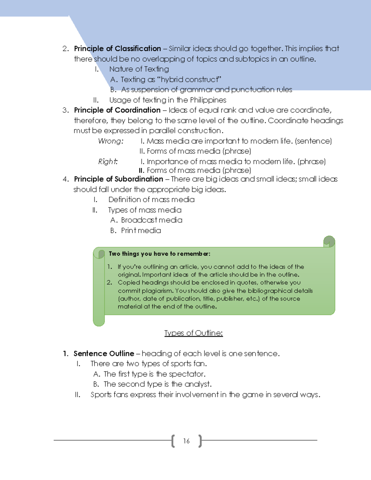 Principle of Classification: Structuring Outlines Effectively - Studocu