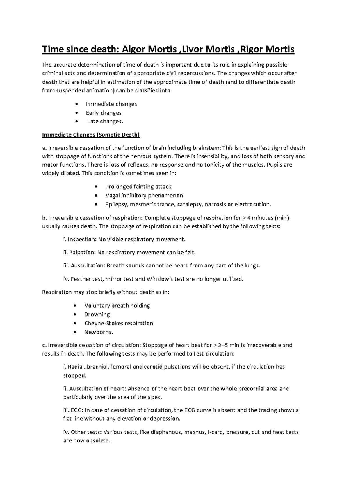 Study on Time Since Death: Algor, Livor, & Rigor Mortis (Forensic ...